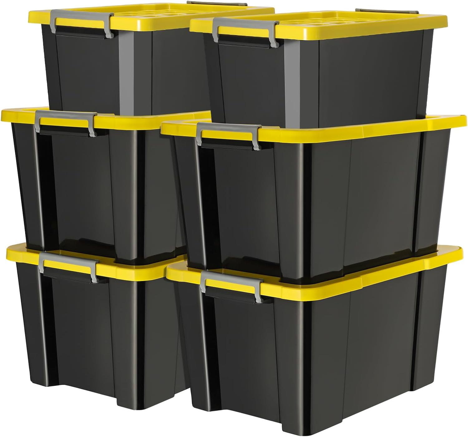 V12 Heavy Duty Storage Bins with Latching Lids, Stackable Plastic Tough ...