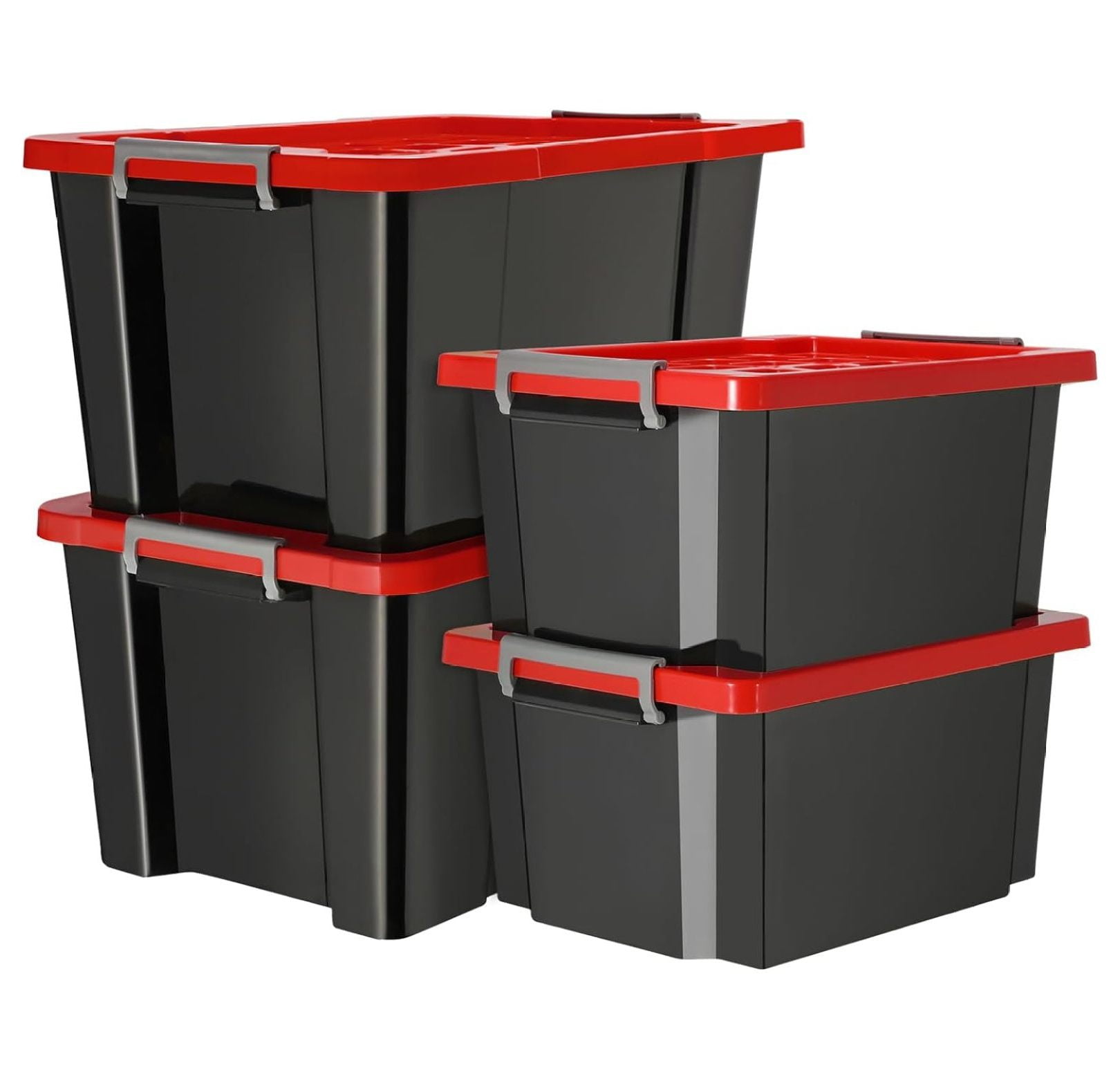 V12 Heavy Duty Storage Bins with Latching Lids, Stackable Plastic Tough Tote Containers with ...