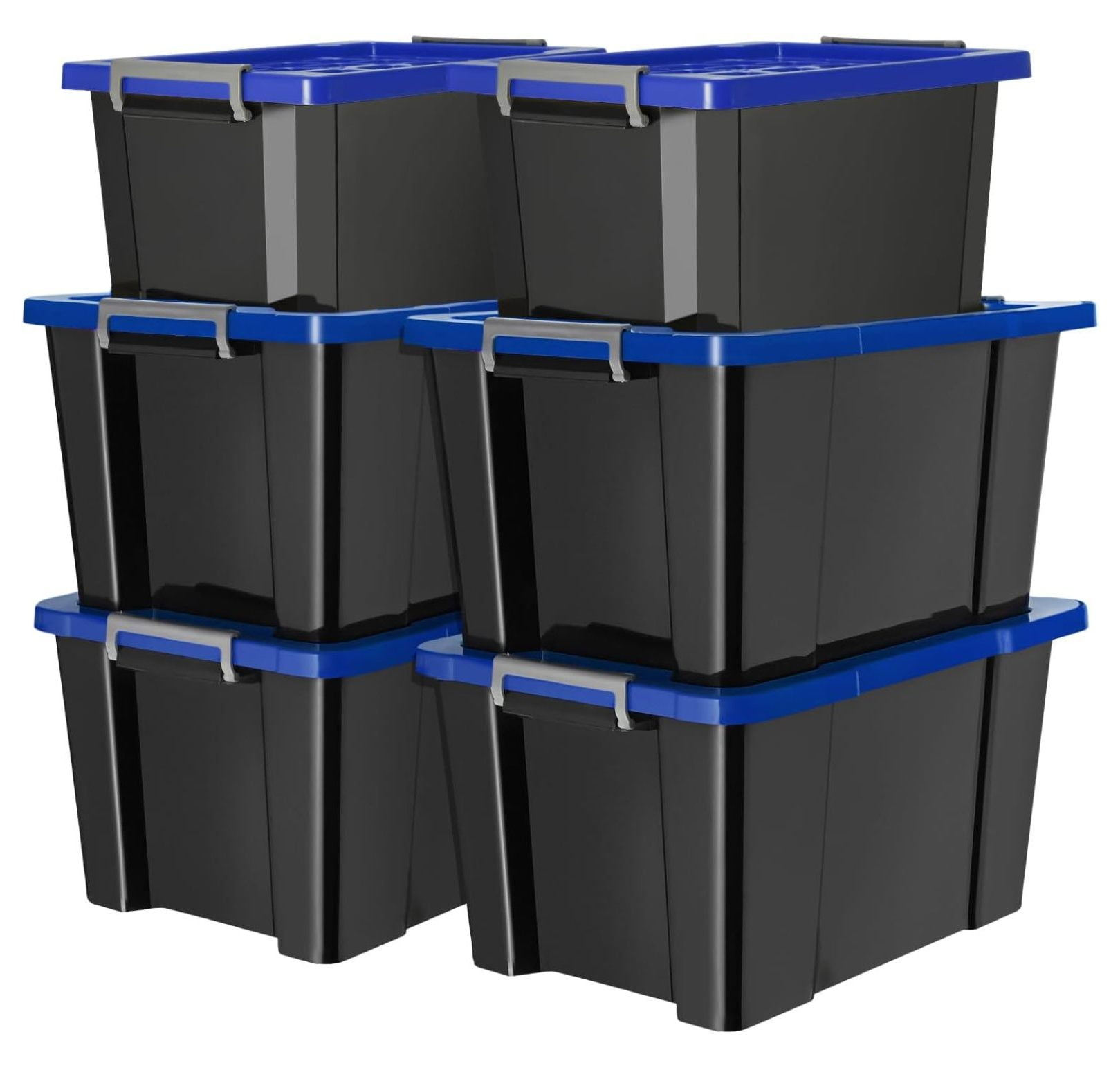 V12 Heavy Duty Storage Bins with Latching Lids, Stackable Plastic Tough ...