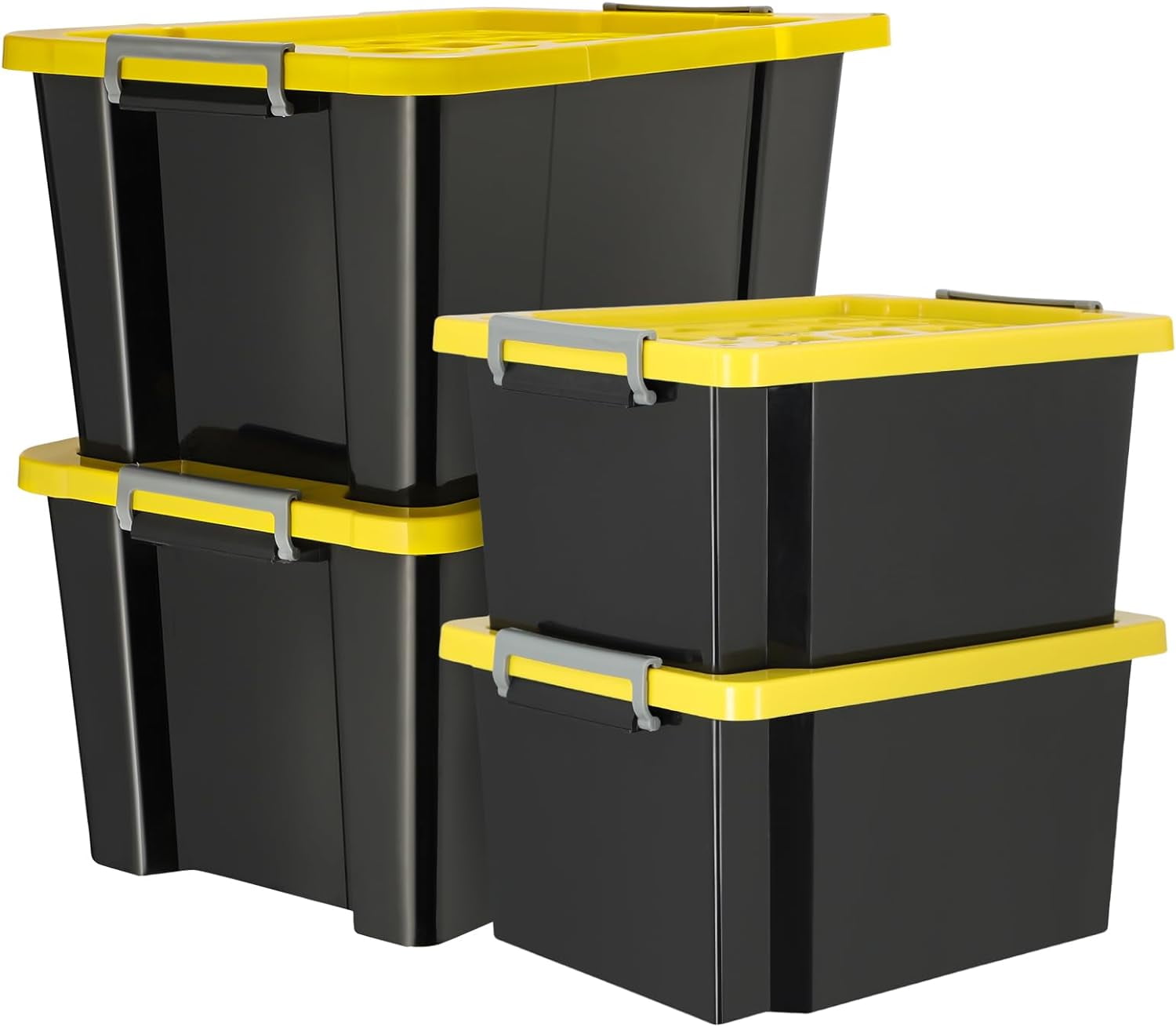 V12 Heavy Duty Storage Bins With Latching Lids, Stackable Plastic Tough ...