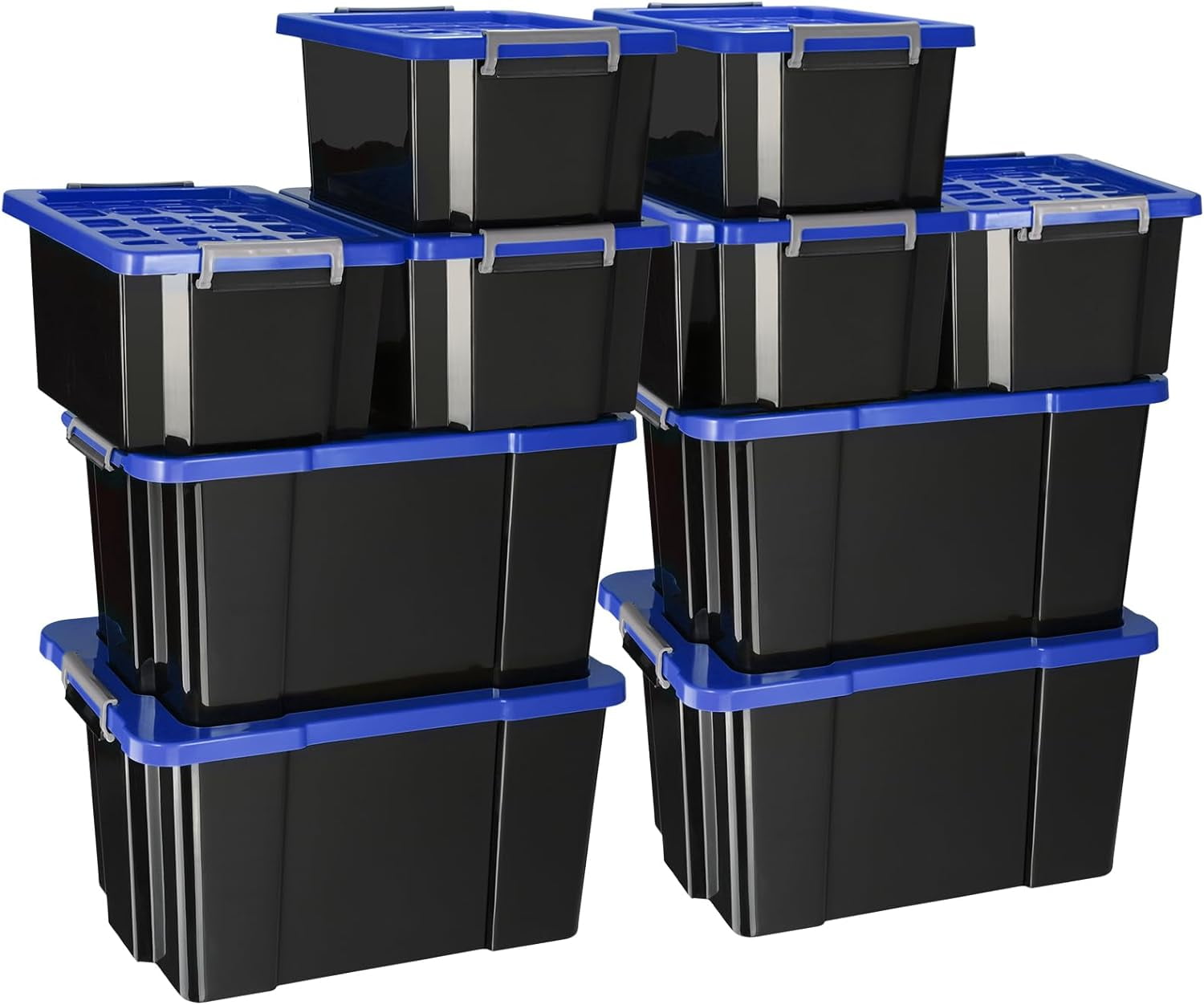 V12 Heavy Duty Storage Bins With Latching Lids, Stackable Plastic Tough ...