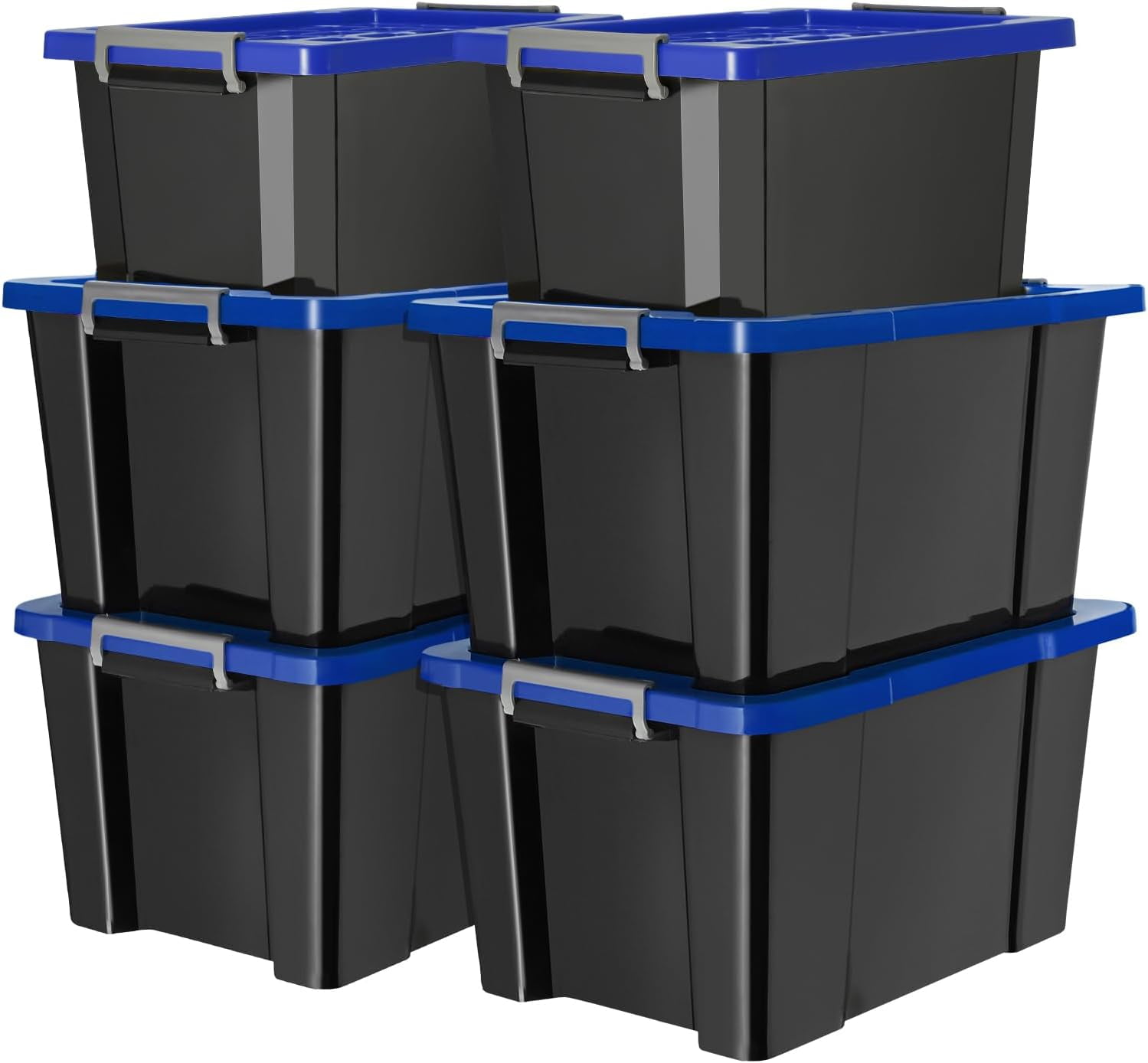 V12 Heavy Duty Storage Bins with Latching Lids, Stackable Plastic Tough ...