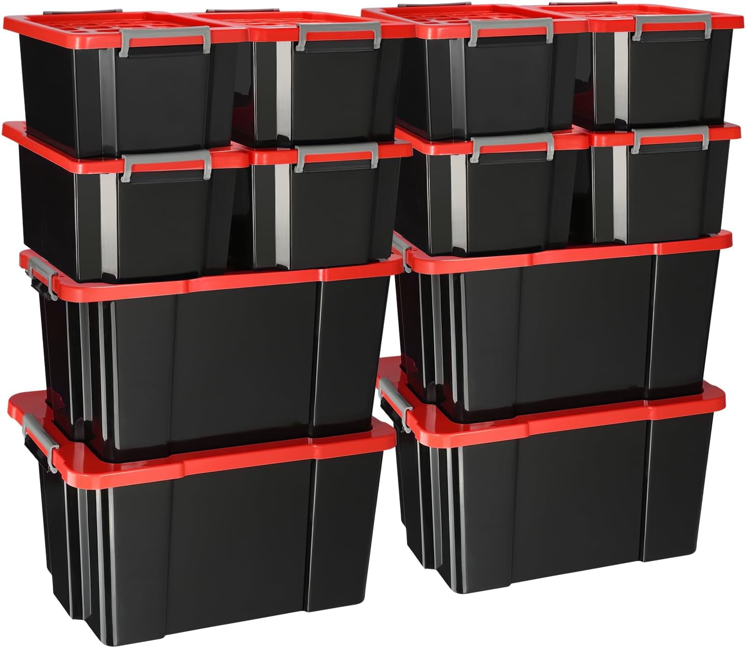 V12 Heavy Duty Storage Bins With Latching Lids, Stackable Plastic Tough ...