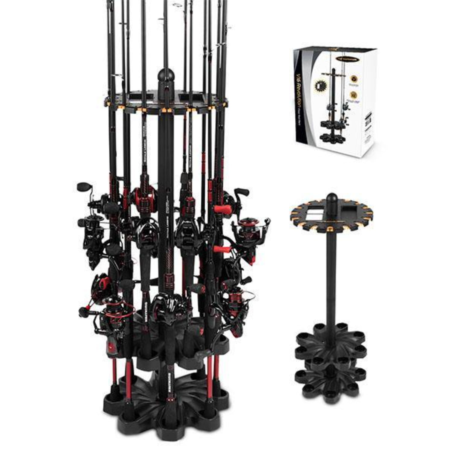 V16 Fishing Rod Rack With Rotating Base AND White Patented V15 Vertical ...