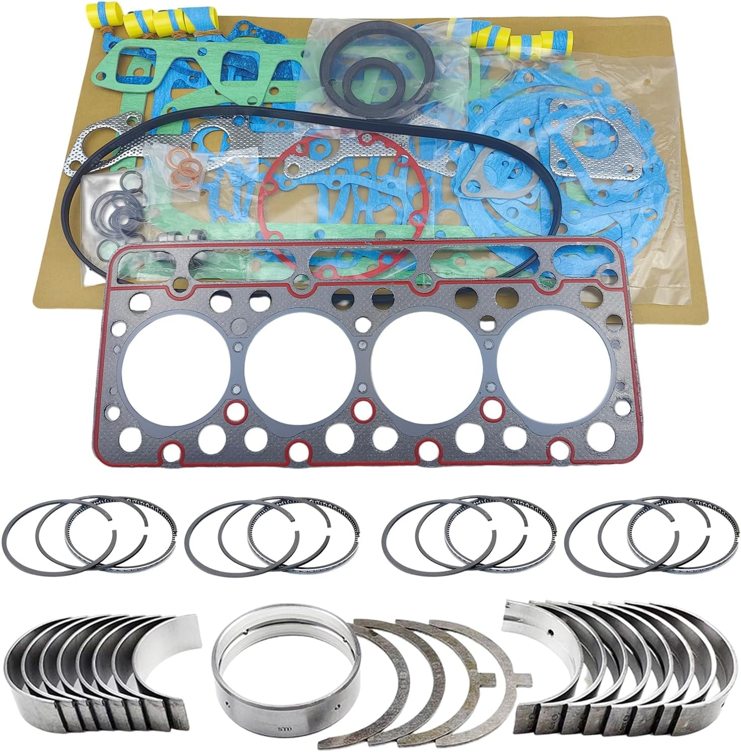 V1701 Engine Full Gasket Set Rings Bearings for Kubota V1701 Engine ...