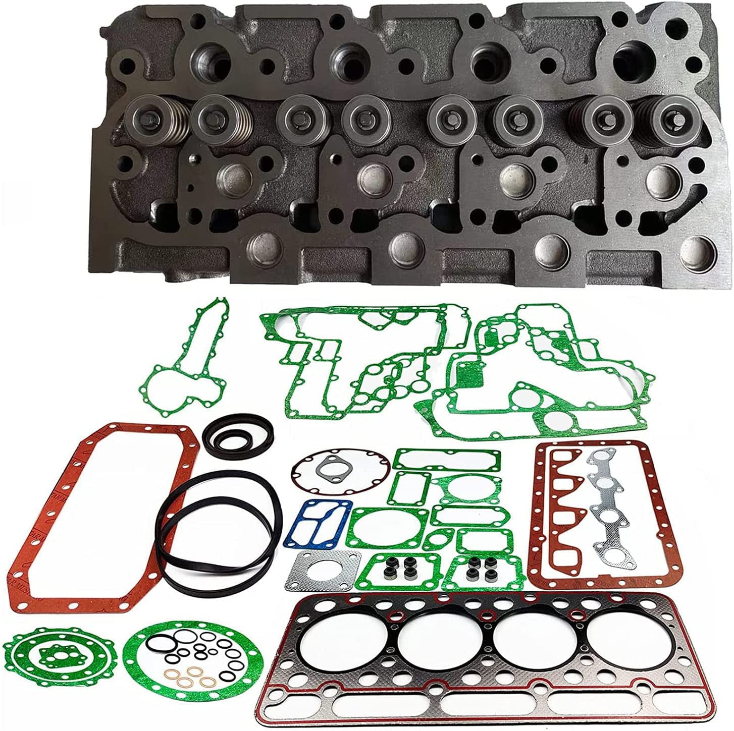 V1702 Complete Cylinder Head & Full Gasket Set Compatible with Kubota ...