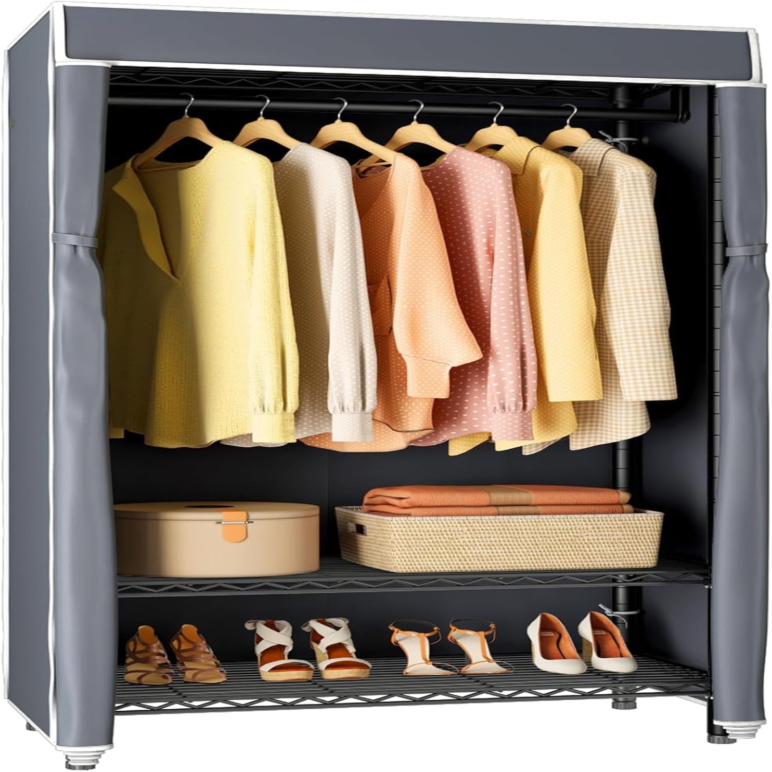 V1S 3 Tiers Heavy Duty Garment Racks with Cover Small Space ...