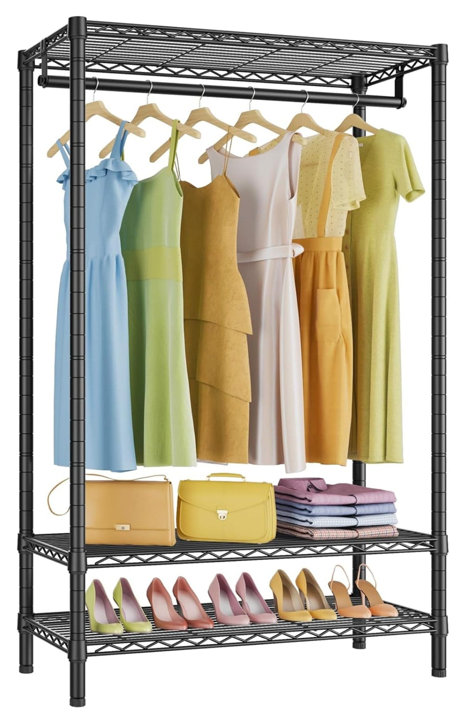 V1S Wire Garment Rack 3 Tier Heavy Duty Clothes Rack for Hanging ...