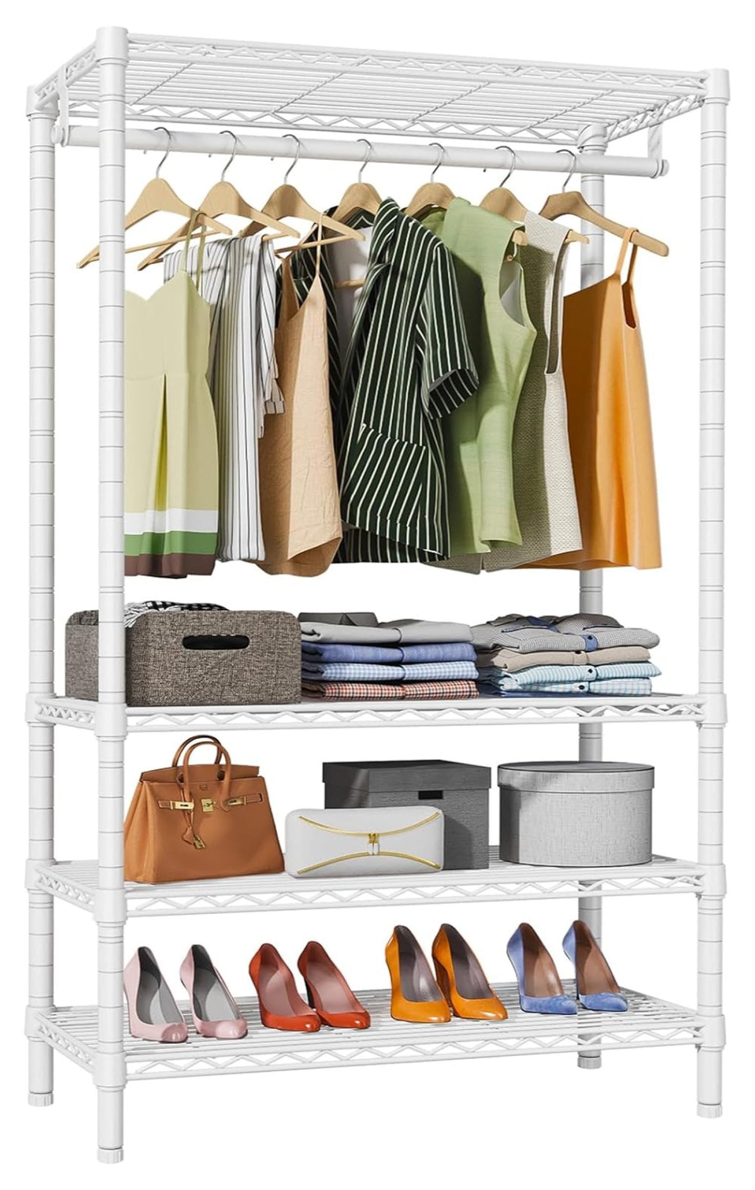 V1S Wire Garment Rack 4 Tiers Heavy Duty Clothes Rack for Hanging ...