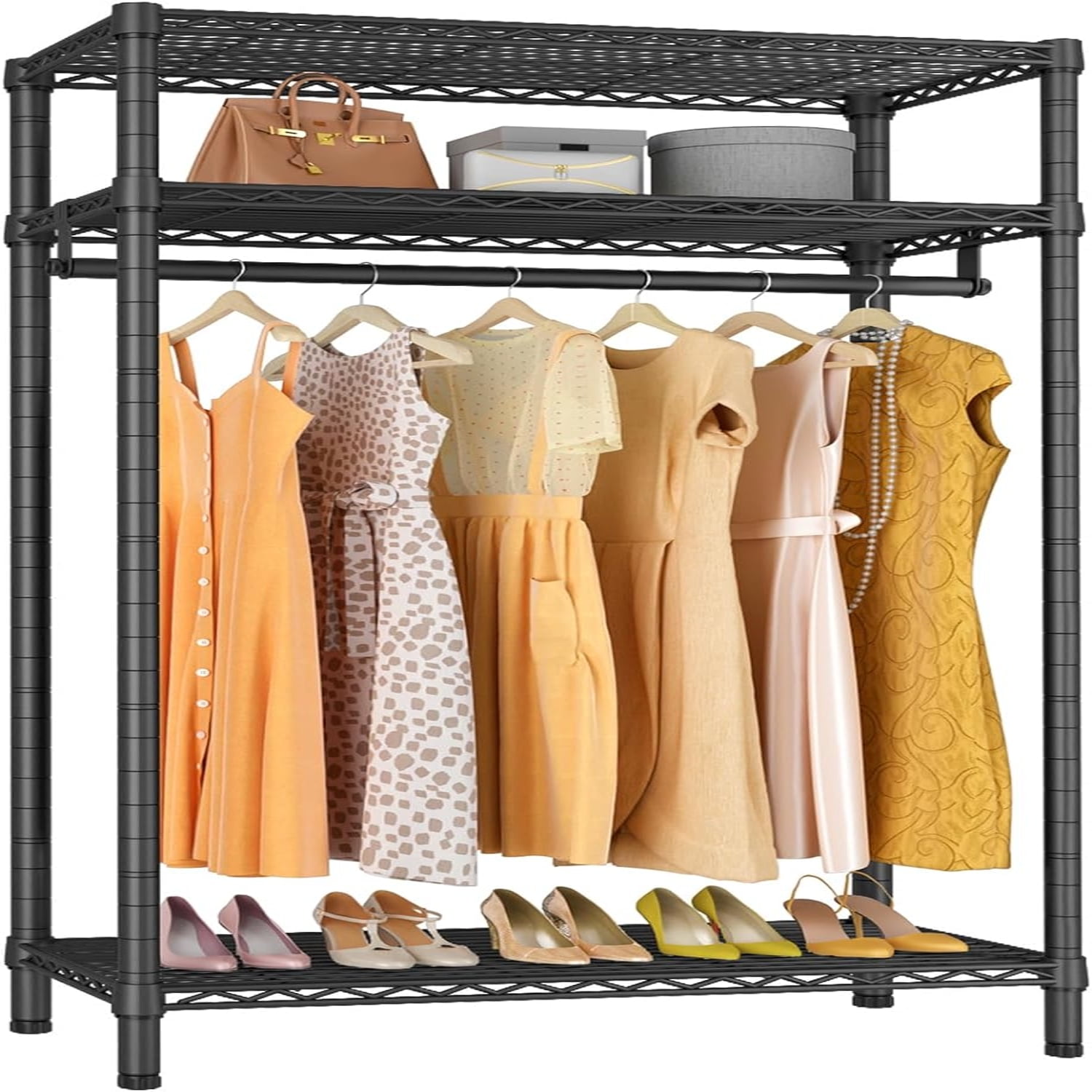 V1S i1 Wire Garment Rack Heavy Duty 4-Tier Clothes Rack for Hanging ...
