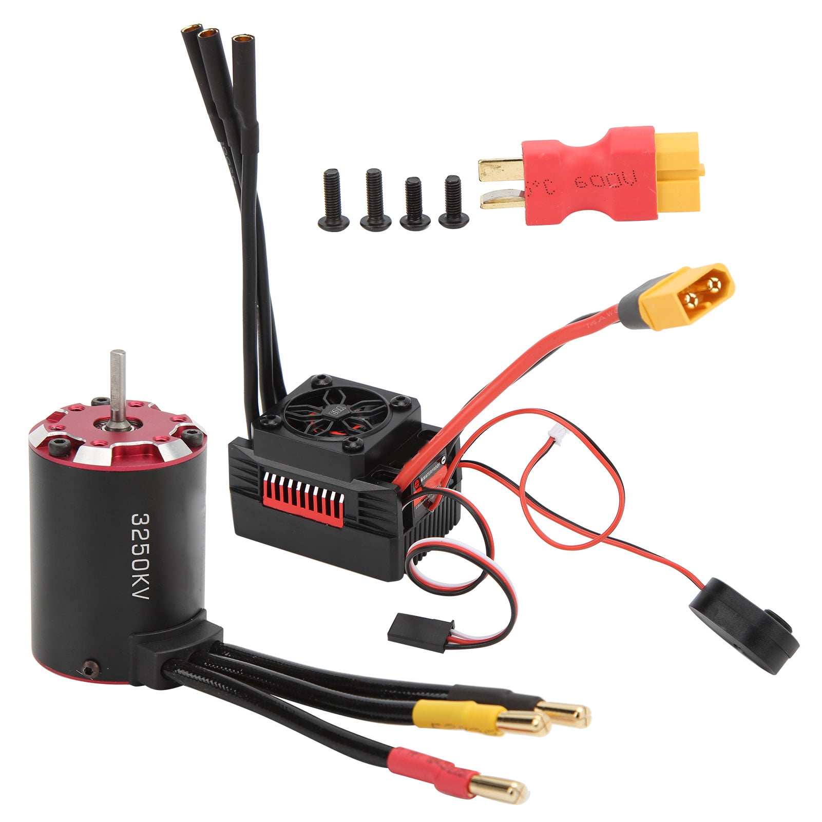 V2 3650 3250KV 4 Pole Supersonic Brushless Sensor Motor with 60A ESC ...