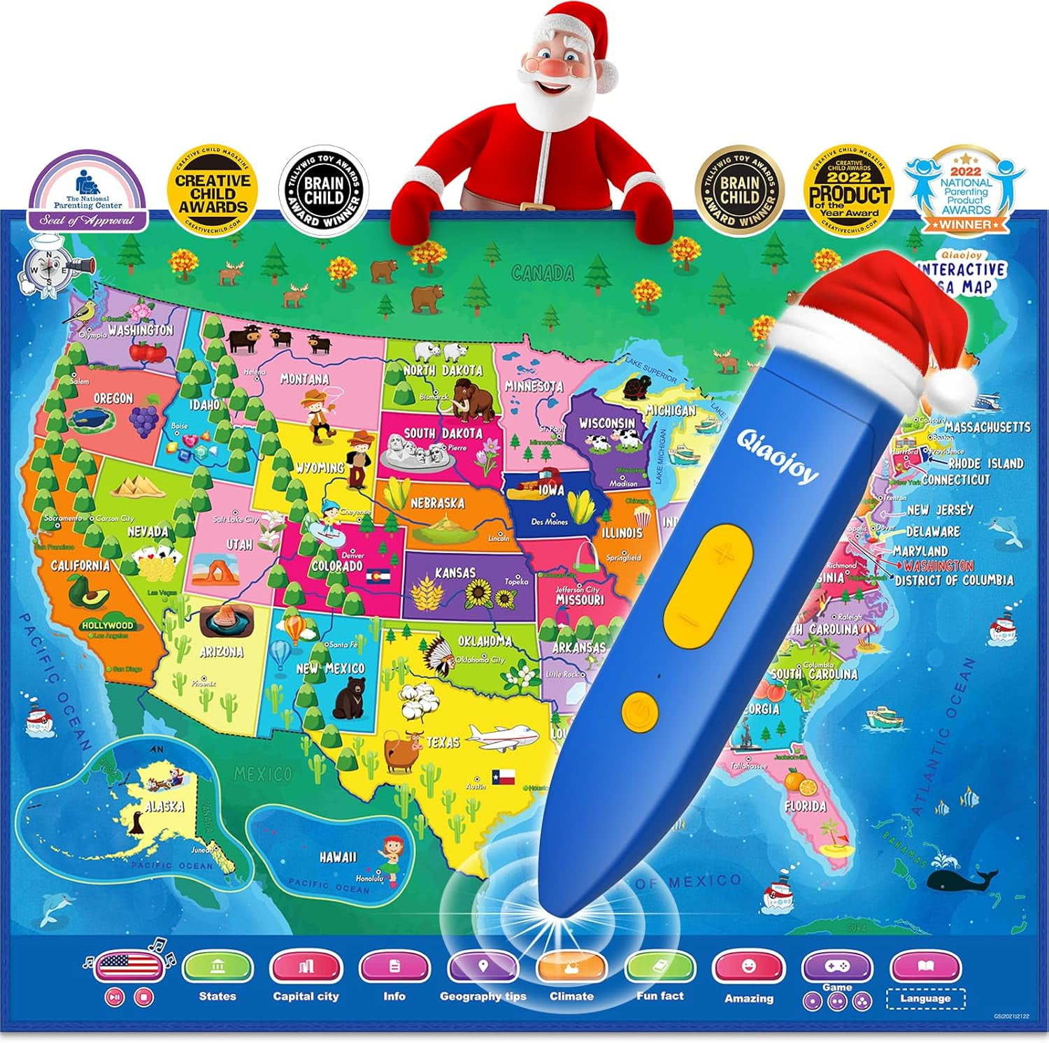 V2 Interactive Kids Map Bilingual United States Map for Kids Learning ...