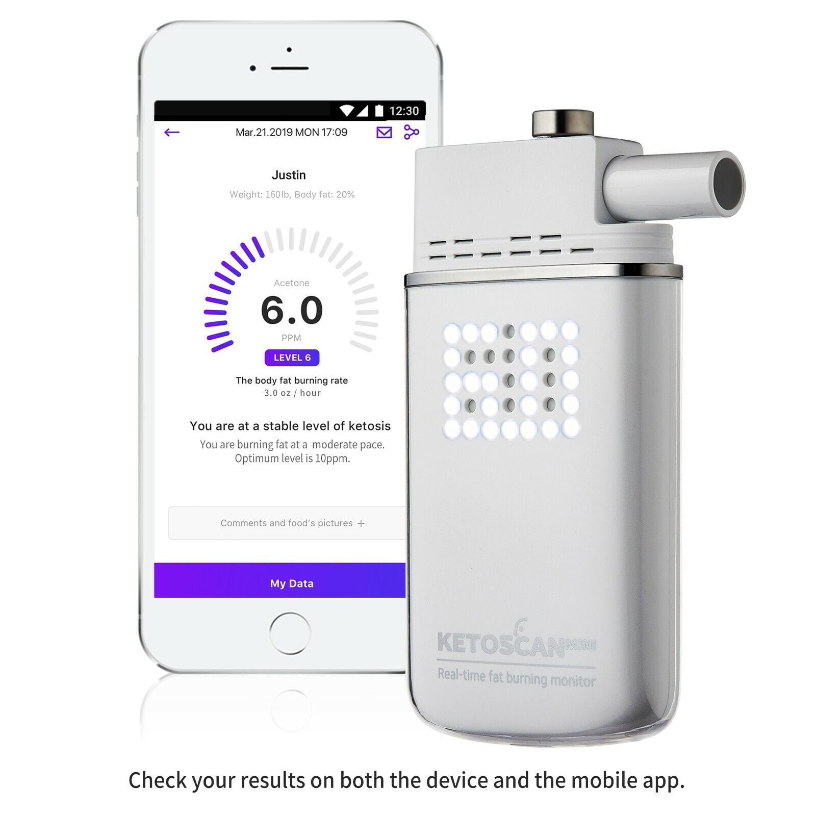 V2 KETOSCAN Mini Breath Ketone Meter, Monitor Your Ketosis State ...