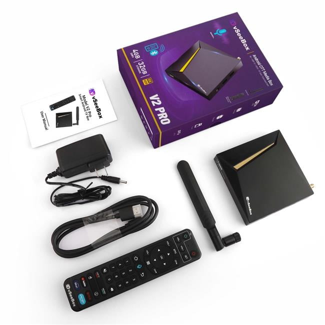 V2 Pro 2023, est Vsee Android TV Box with Voice Remote Control, Backlit ...