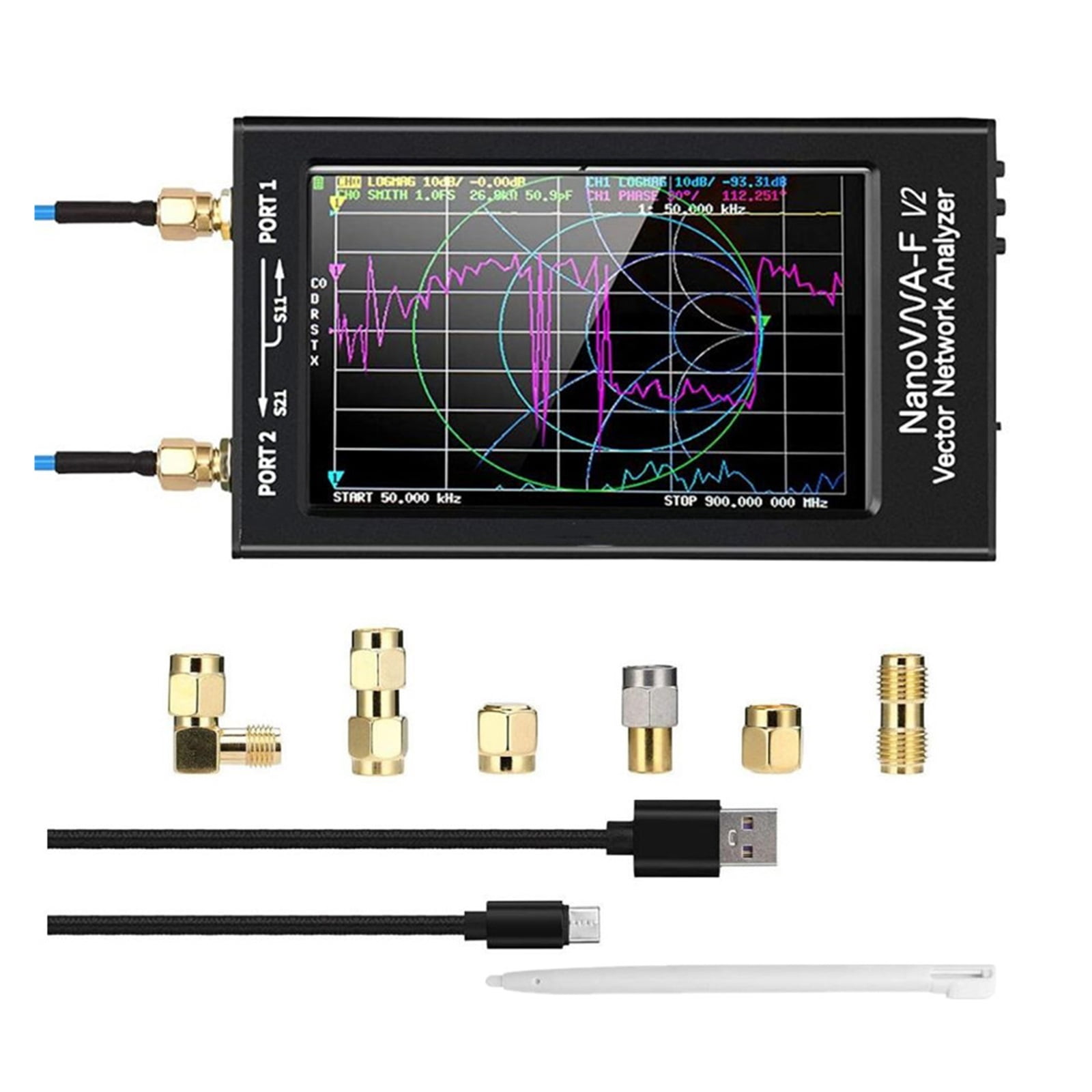 V2 Vector Network Analyzer 4.3 Inch IPS LCD Display 50KHz-3GHz Antenna Analyzer Short Wave HF ...