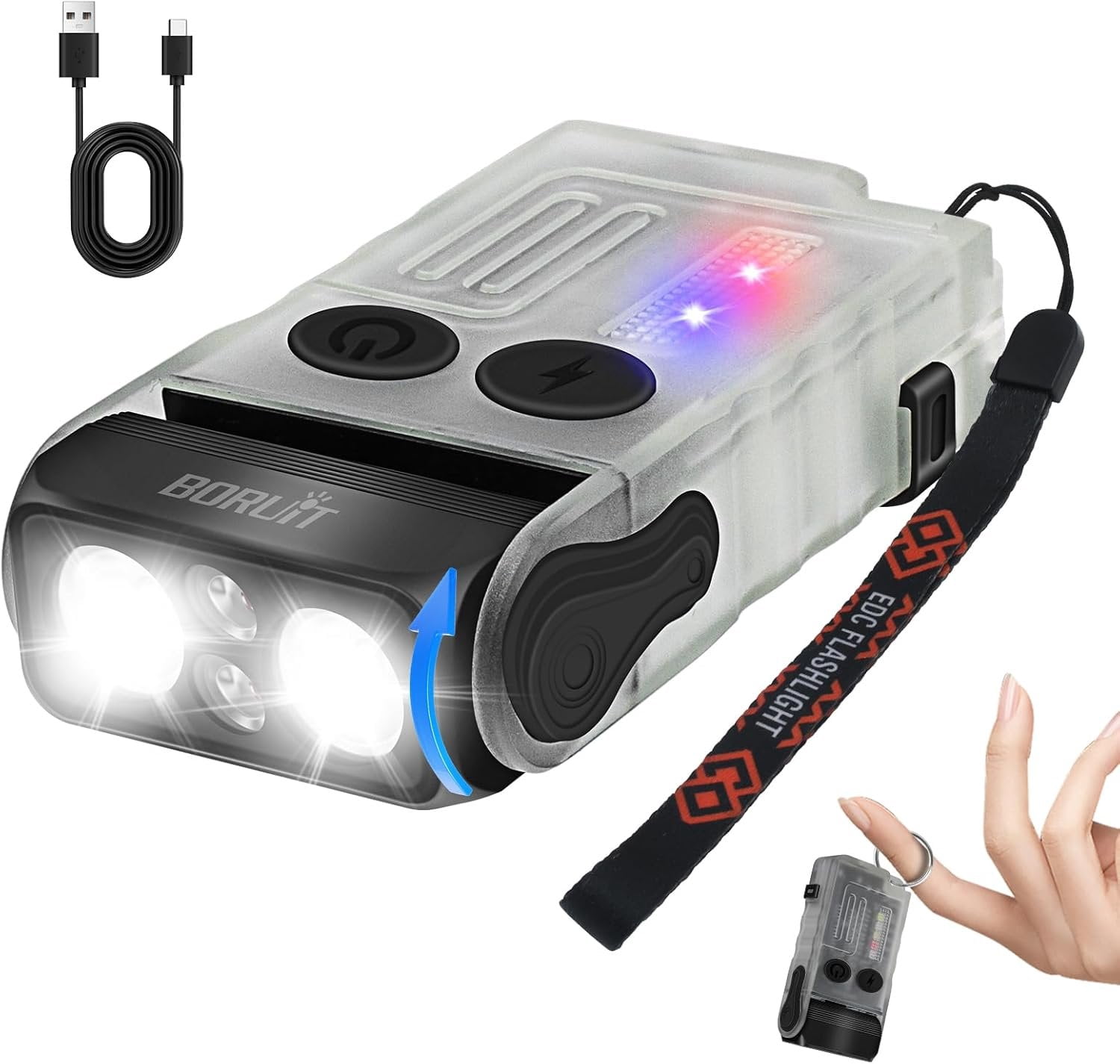 V20 Small Flashlight 180? Swivels Super Bright with Cob Side Light, USB ...
