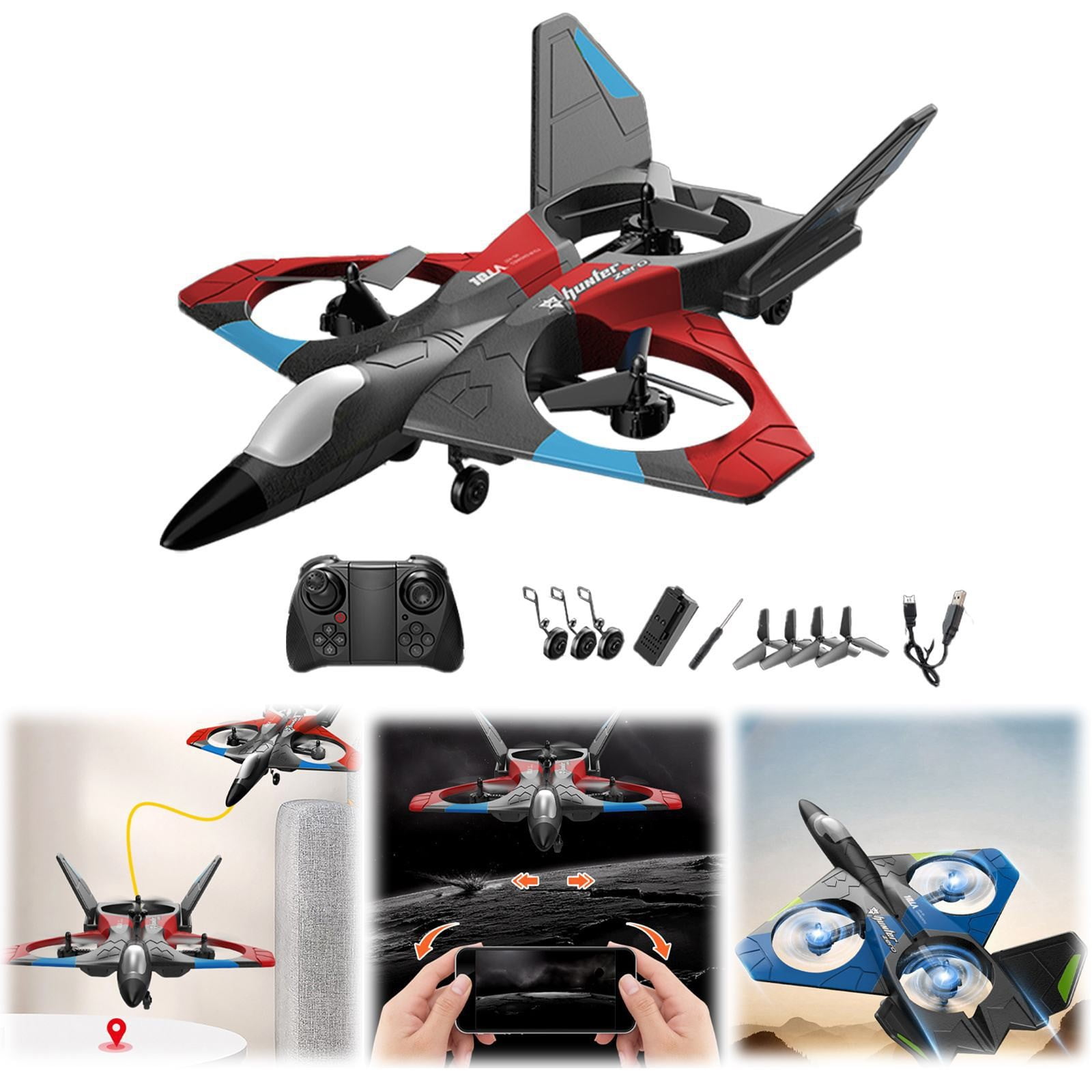 V27 Jet Fighter Stunt RC Airplane,15 ''Large RC Plane,2.4GHz Remote Control Airplane with 360 ...