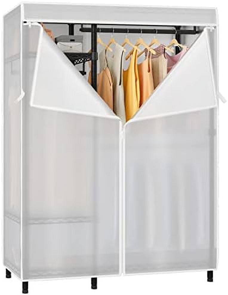 V2C Heavy Duty Covered with 3 Hanging Rods Black Metal Clothing Rack ...