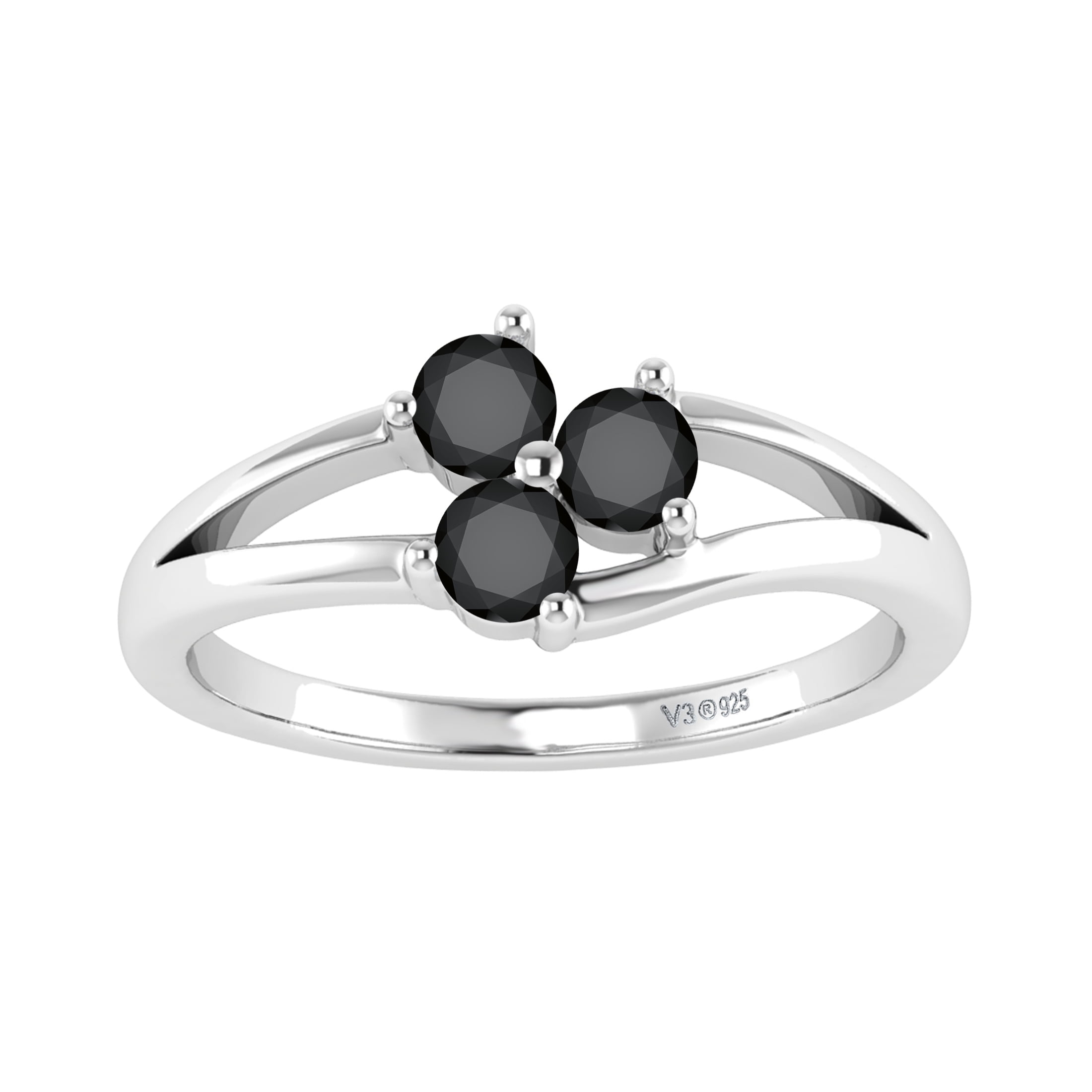 V3 Jewelry® 925 Sterling Silver with 1/3 CTTW Natural Black Diamond ...