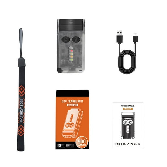 V30 LED EDC Rechargeable Keychain Flashlight with Side Lights 900LM ...