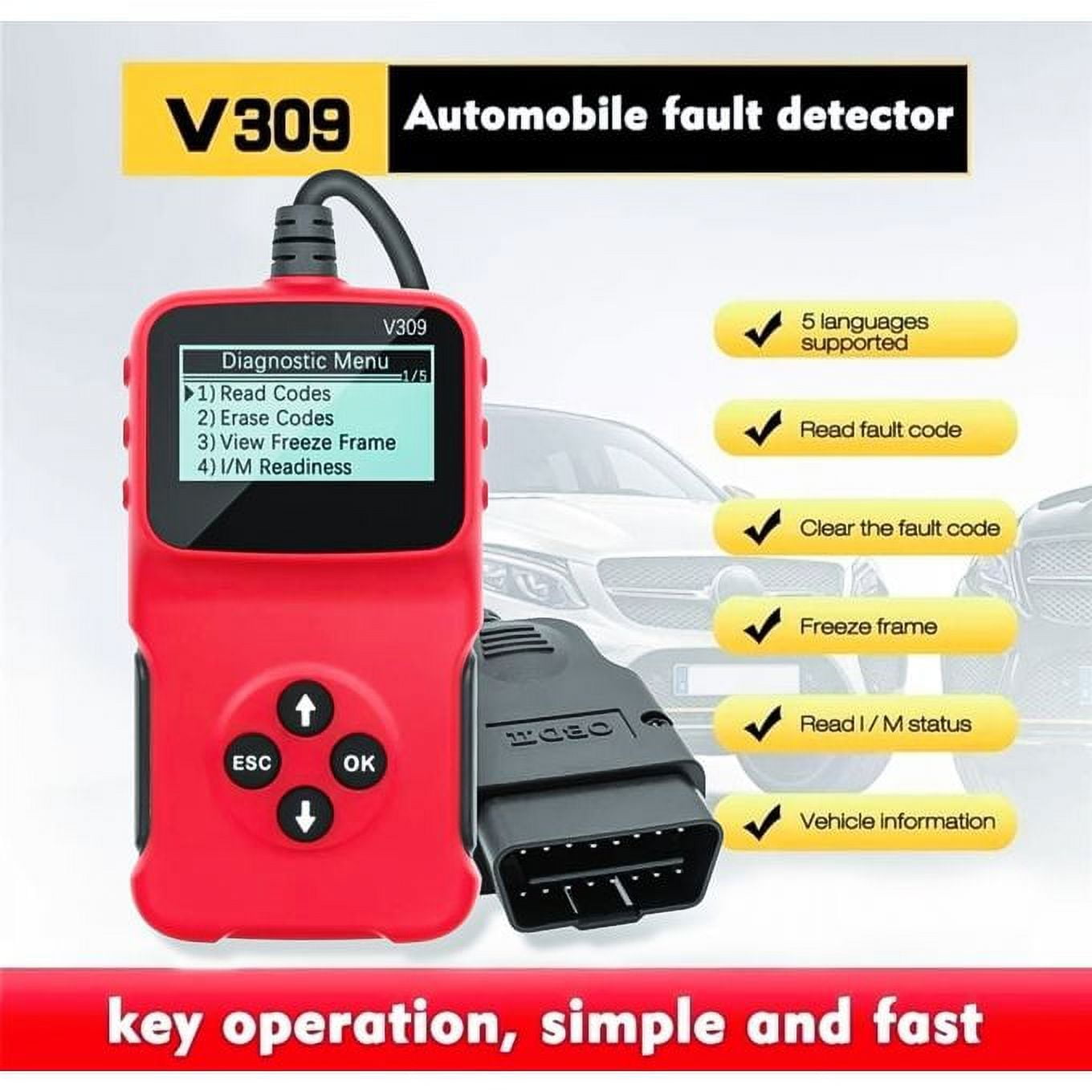 V309 Universal Car OBD2 OBDII Scanner Fault Code Reader Diagnostic Tool ...