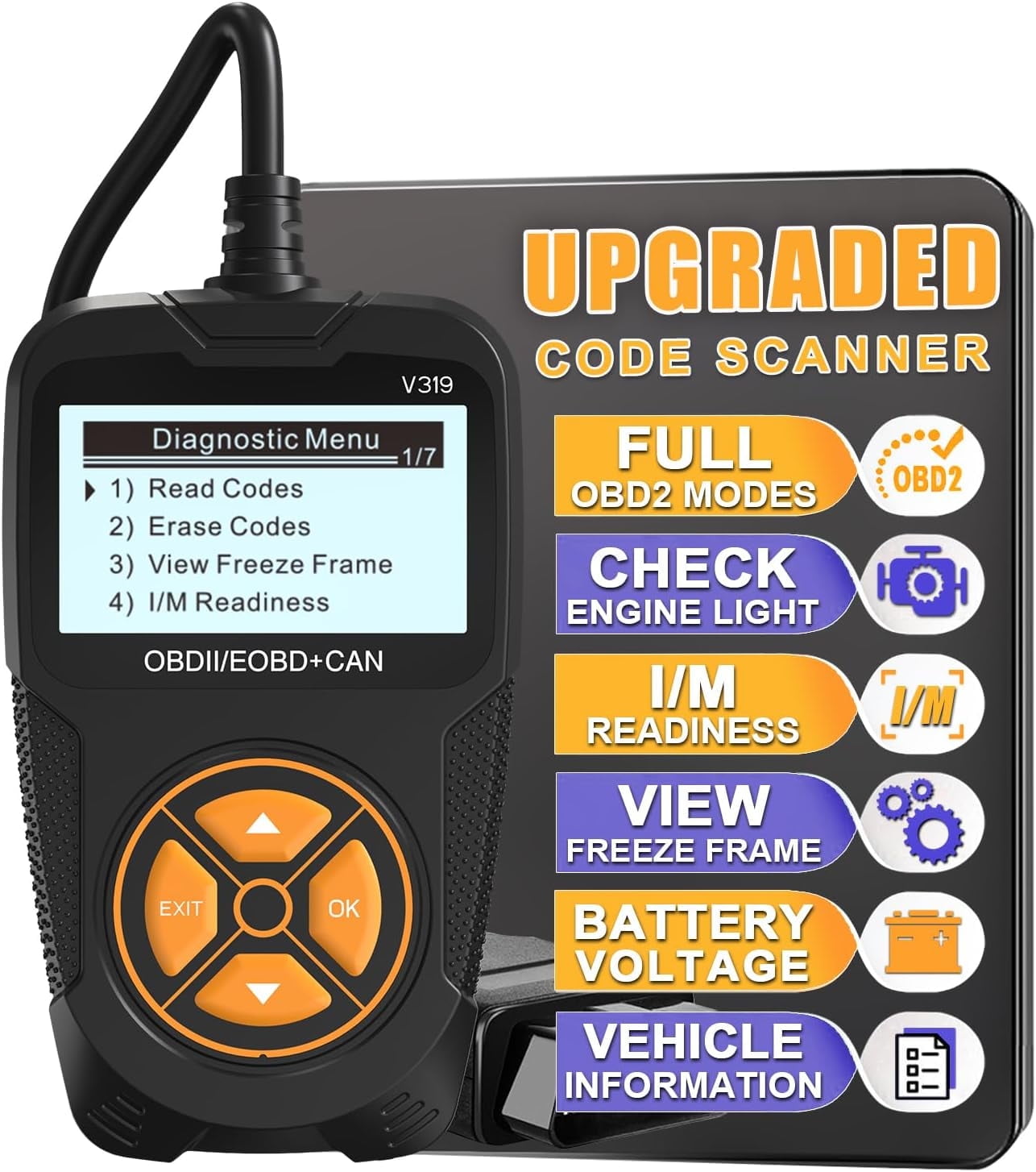 V319 OBD2 Scanner Code Reader Check Engine Light Fault Car Scanner CAN ...