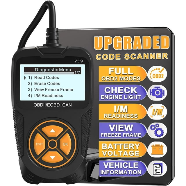 V319 OBD2 Scanner Diagnostic Tool Code Reader OBD2 Car Code Reader Check Engine Light Fault Code ...