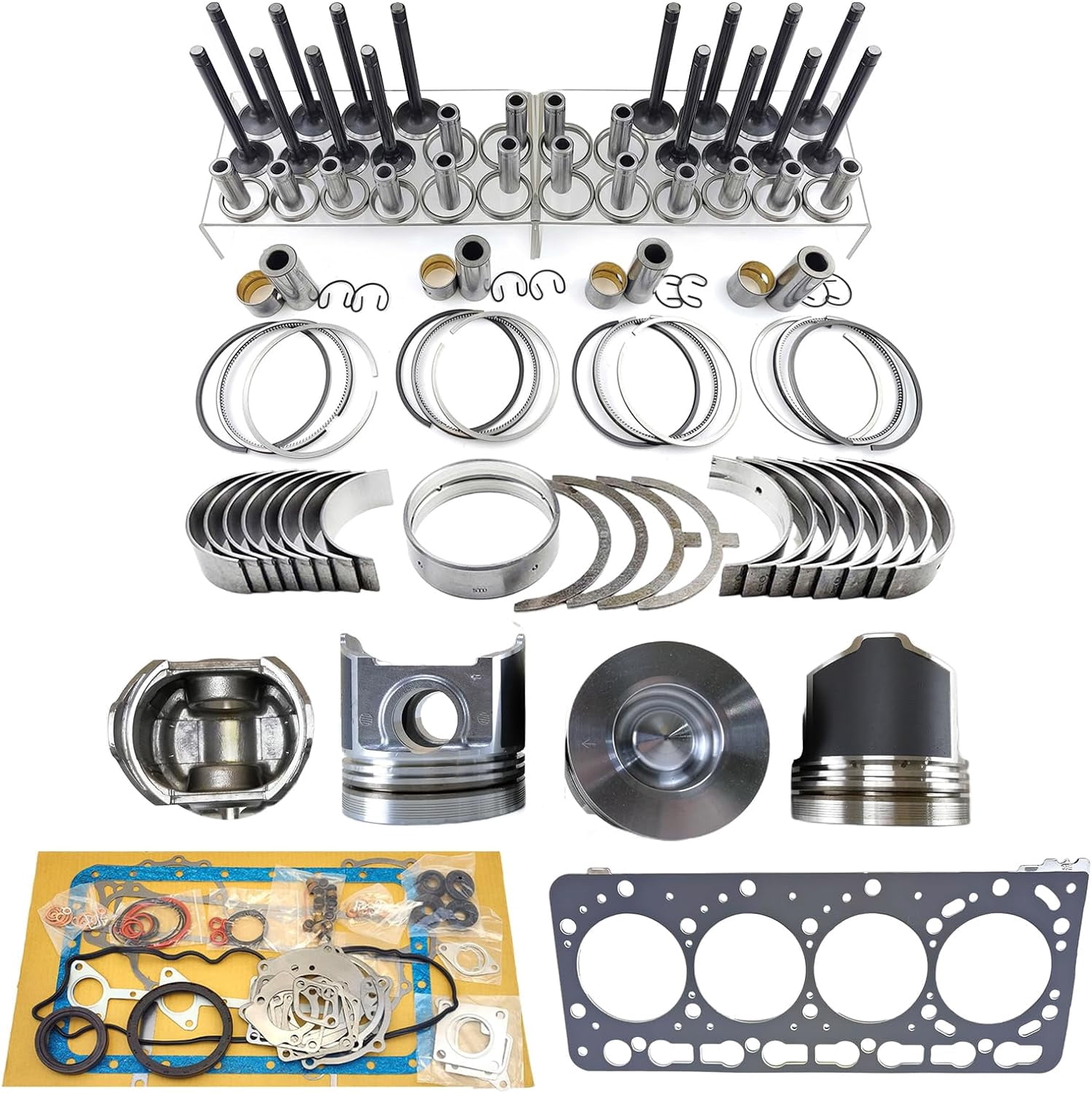 V3300 Engine Overhaul Rebuild Kit (No cylinder liner) 16 valves Piston ...