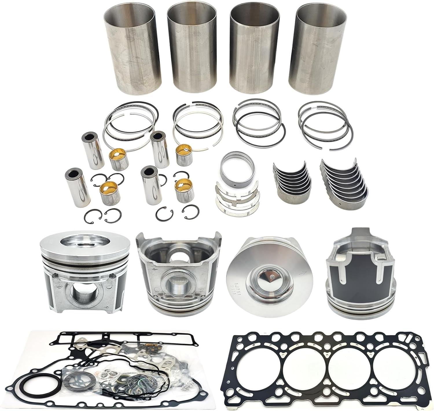 V3307 Engine Overhaul Rebuild Kit (No valve set) 16 Valves For Kubota ...
