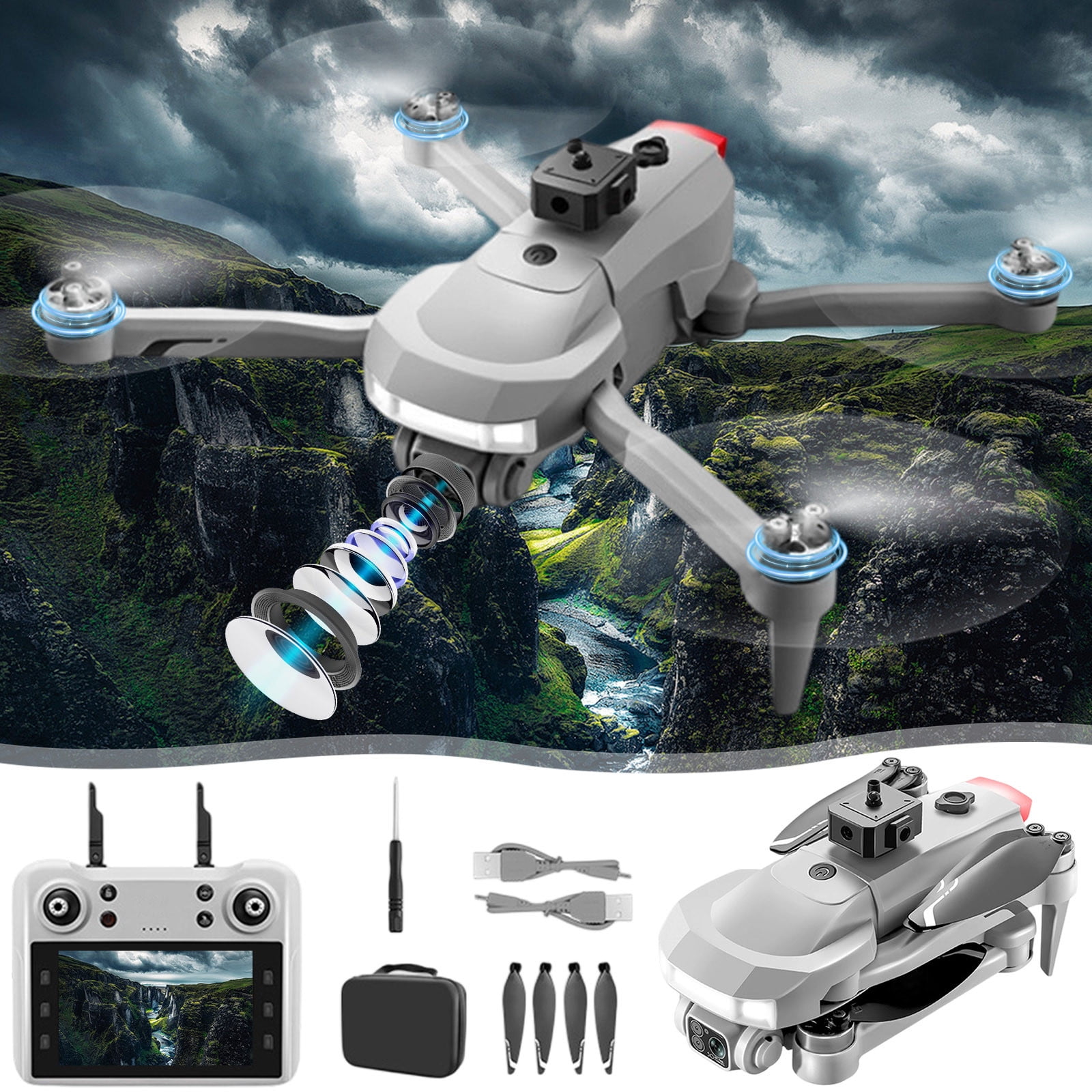 V34 Drone with Screen – GPS Return Home, Brushless Motor & Obstacle ...