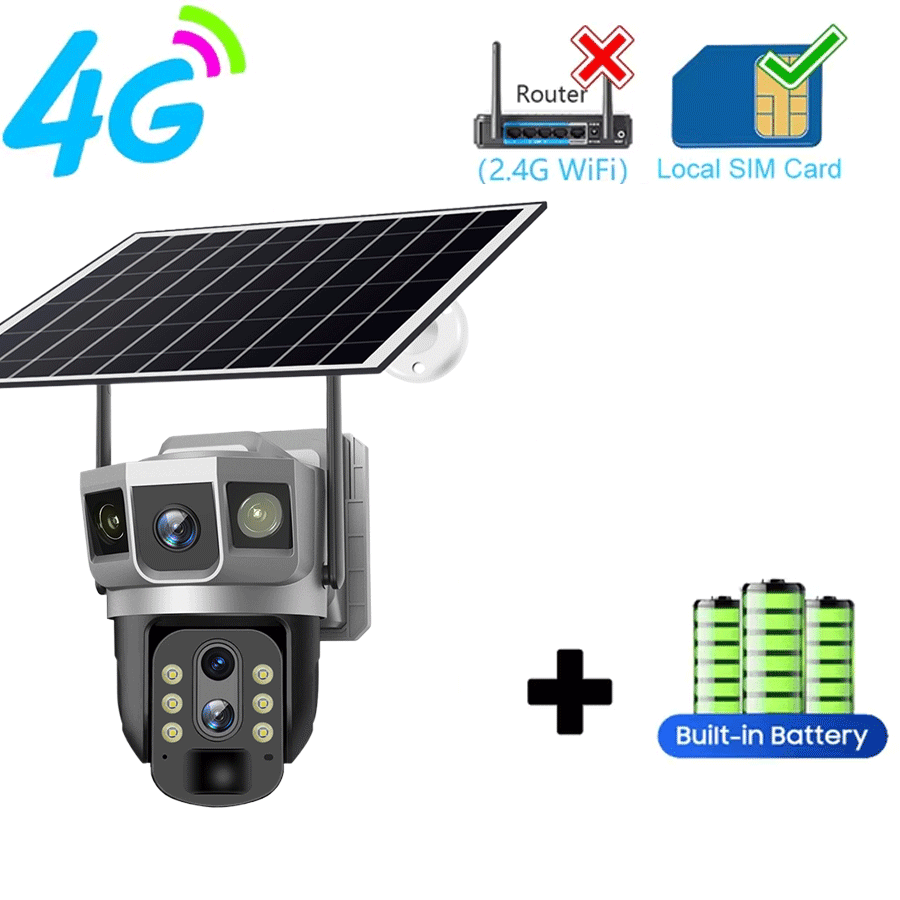 V380 Pro 12MP 6K Wireless Solar Camera 4G Sim Outdoor Three screens IP ...