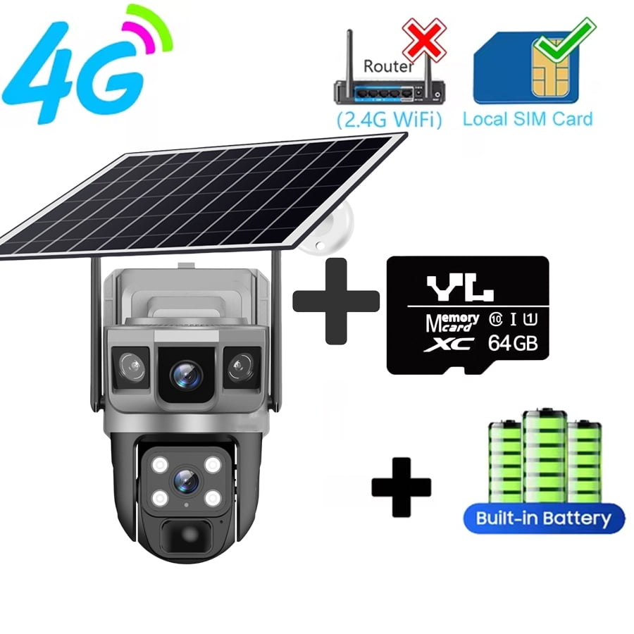 V380 Pro 12MP Solar 4G Network Camera Three Screen Automatic Tracking ...