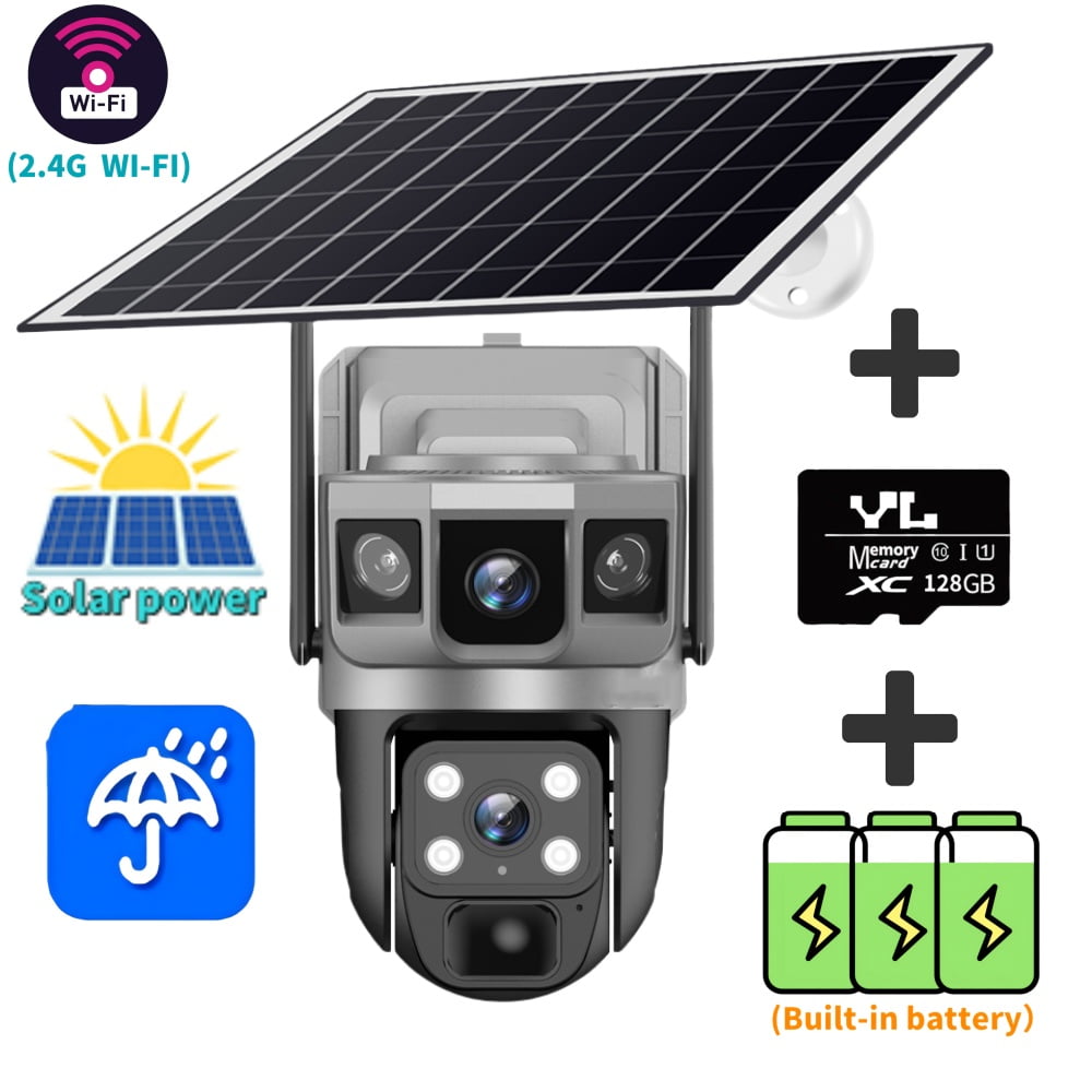 V380Pro Solar Camera 4G Sim Card Camera Triple Screen WiFi Network ...