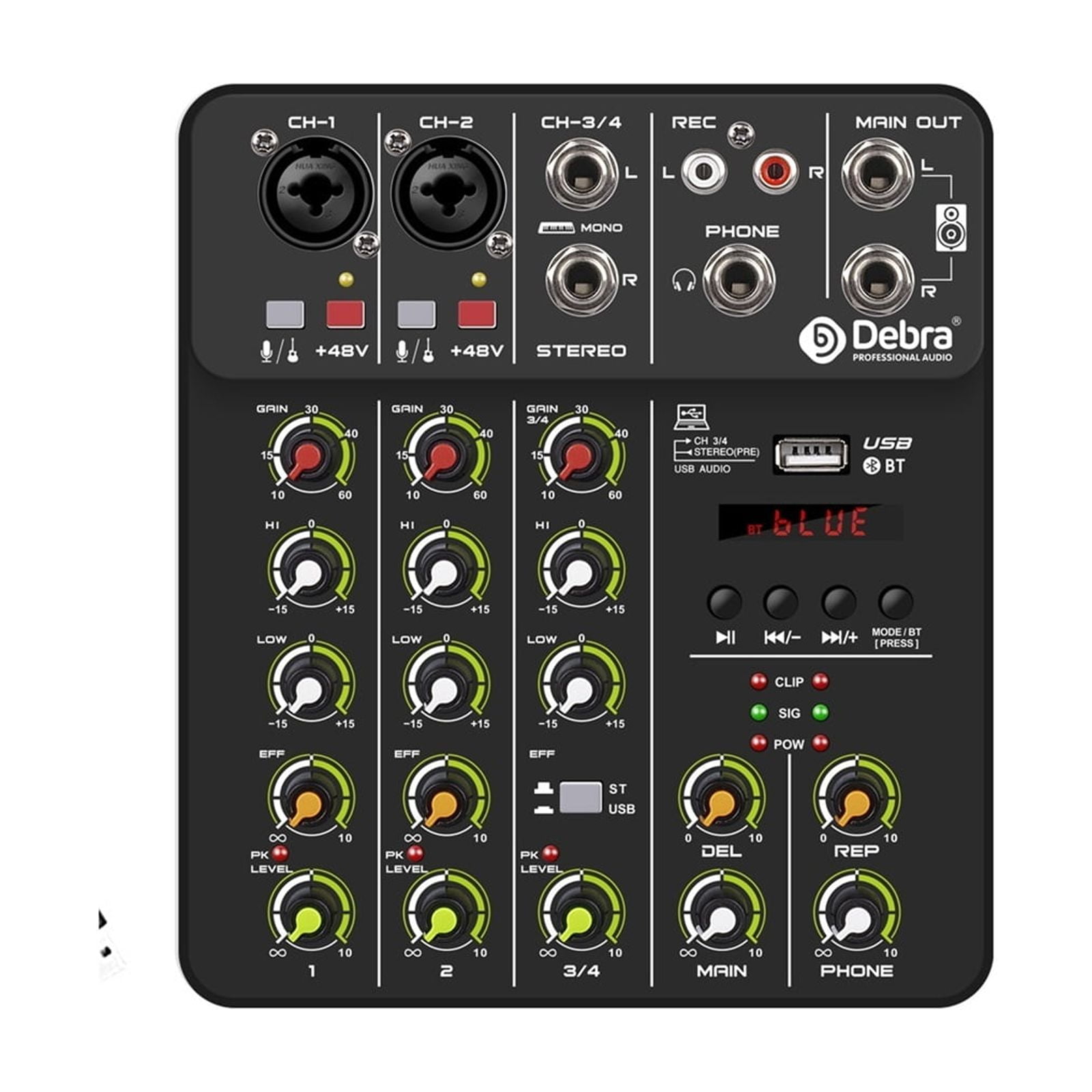 V4 4 Channel Mixer DJ Console Protable 48V Phantom Power USB DJ Console ...