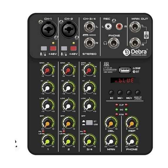 V4 4 Channel Mixer DJ Console Protable 48V Phantom Power USB DJ Console ...