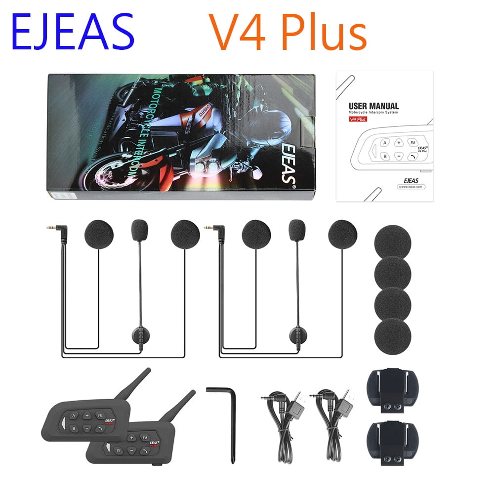 V4 Plus Motorcycle Intercom Bluetooth Wireless Helmet Headset IP65 ...