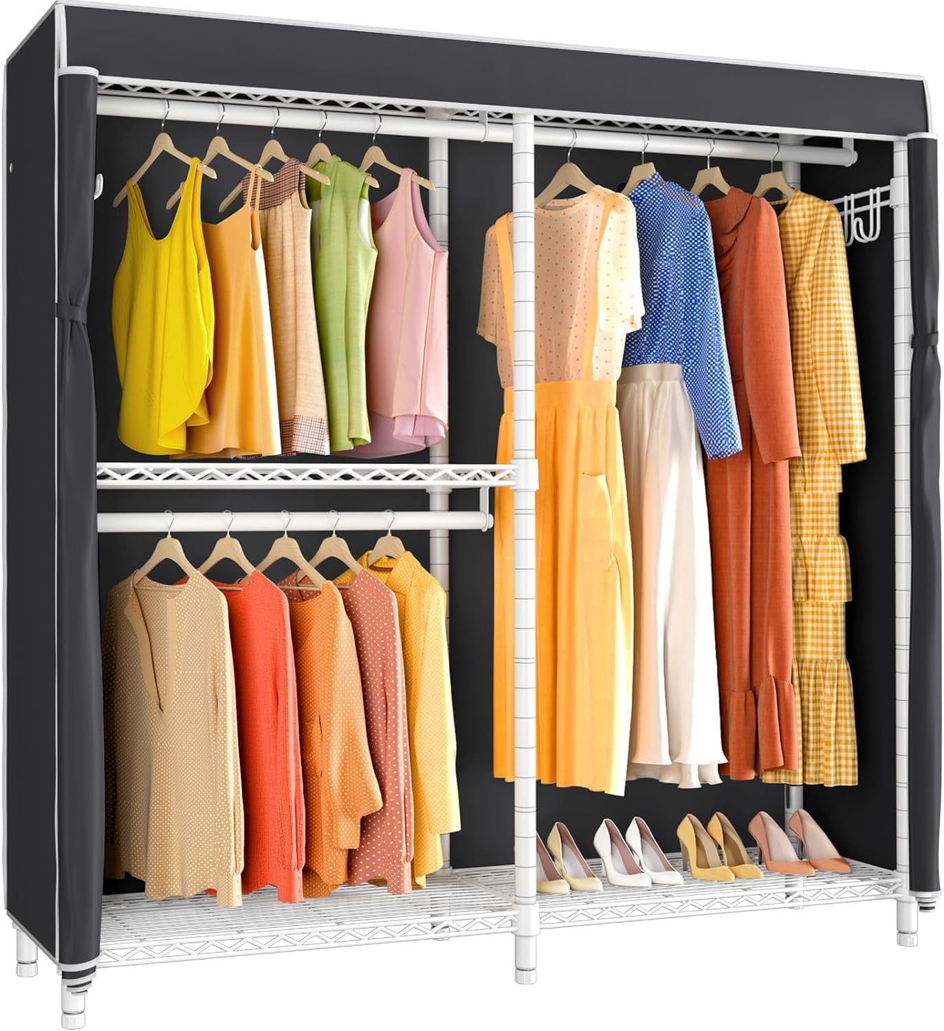 V4C Double Clothing Protable Closet for Hanging Clothes Heavy Duty ...