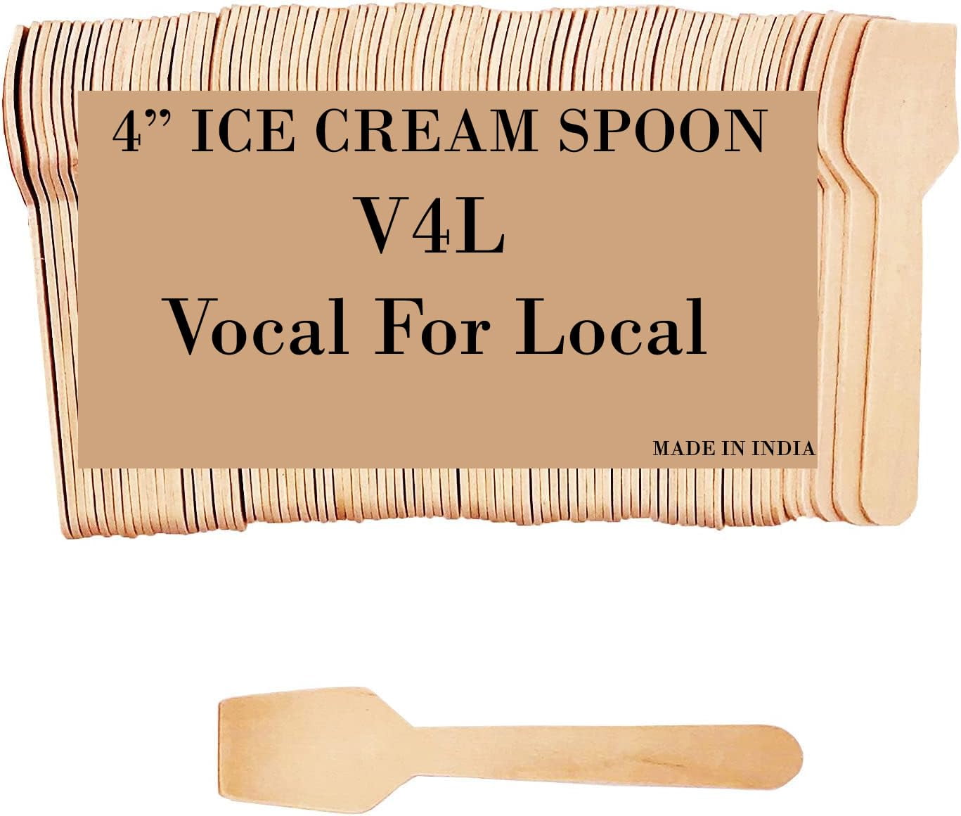 V4L 4 Inches Mini Ice Cream Wooden Spoons Wood Mini Taster Spoons ...