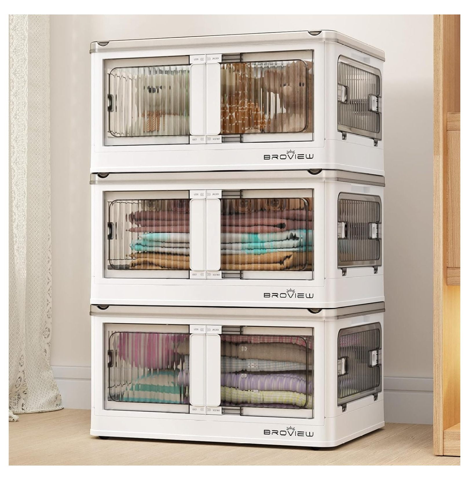 V5 8.2 Gal Closet Organizers and Storage, 3 Pack Plastic Storage Bins ...