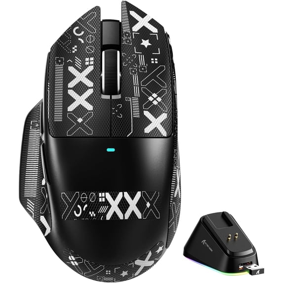 V6 65g Superlight Gaming with Dock,BT/2.4GHz /Wired 1K Polling,PixArt ...