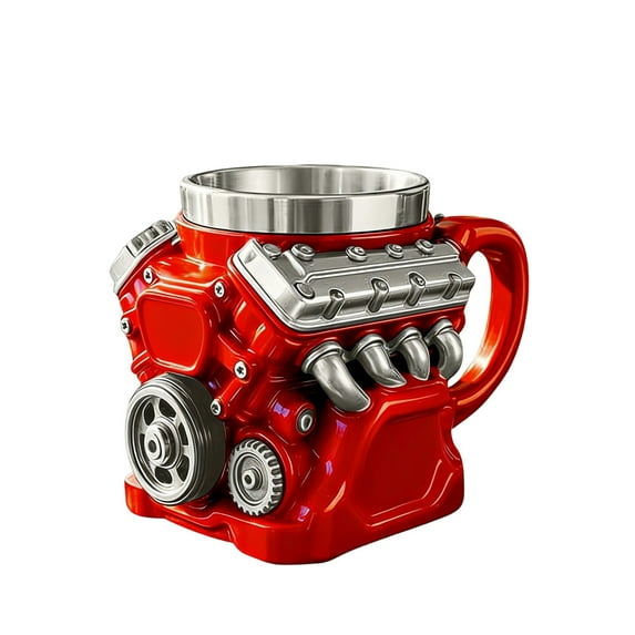 V6 Engine Resin Mug with Stainless Steel Inner Liner - Mechanical Punk ...