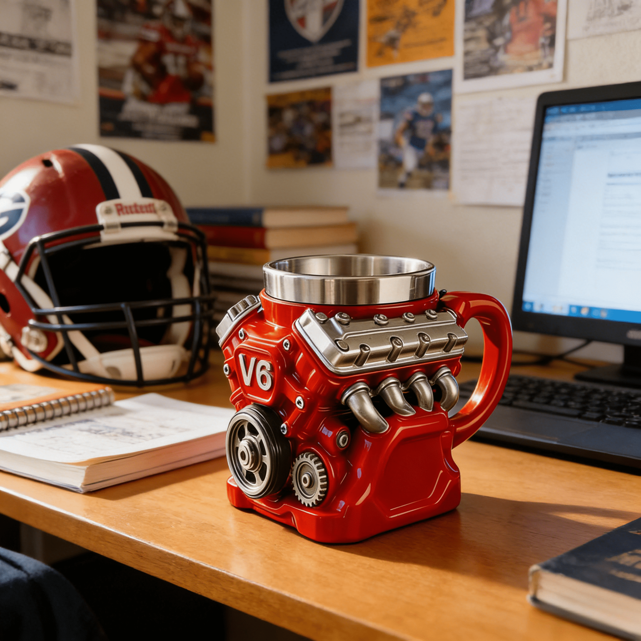 V6 Engine Style Stainless Steel Coffee Mug, Double Wall Insulated 3D ...