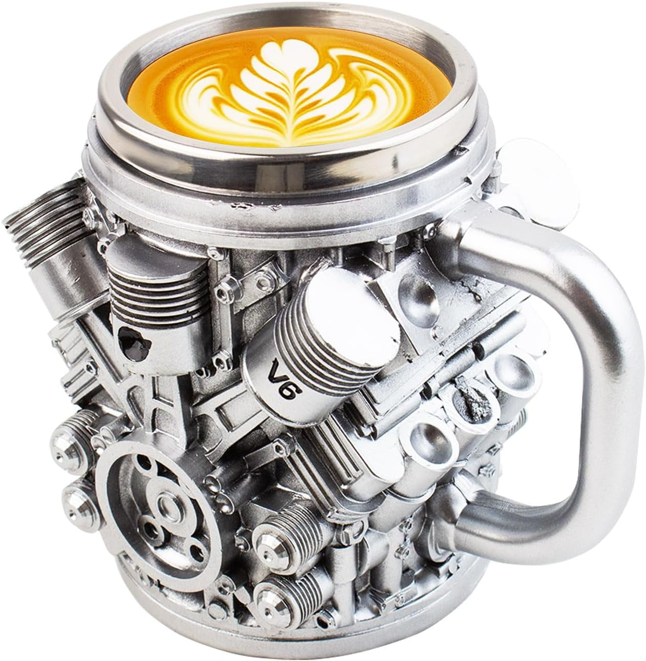 V6 Engines Stainless Steel Coffee Cup, 14 OZ Coffee Mug With Handle ...