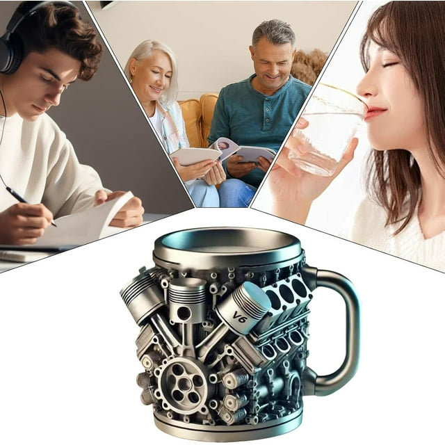 V6 Engines Stainless Steel Cup, 15OZ V6 Engine Coffee Mug, Creative Car ...