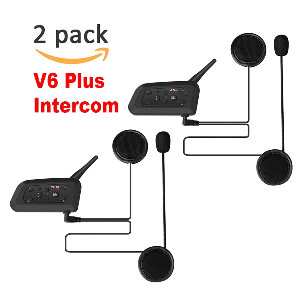 V6 Plus 1200M Helmet Intercom for 6 Riders Group Full-duplex Motorcycle ...