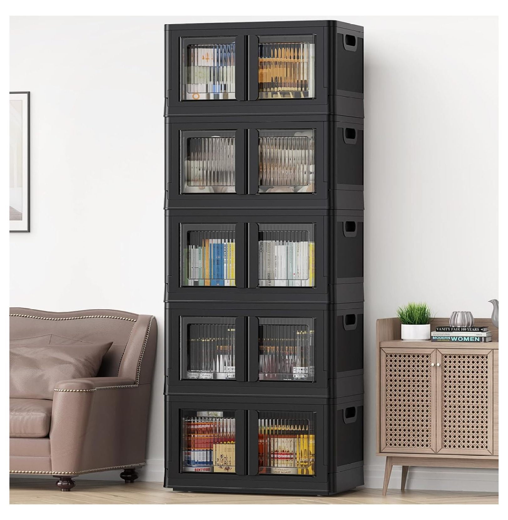 V6 Stackable Storage Bins with Lids, 19Gal Closet Organizers and ...