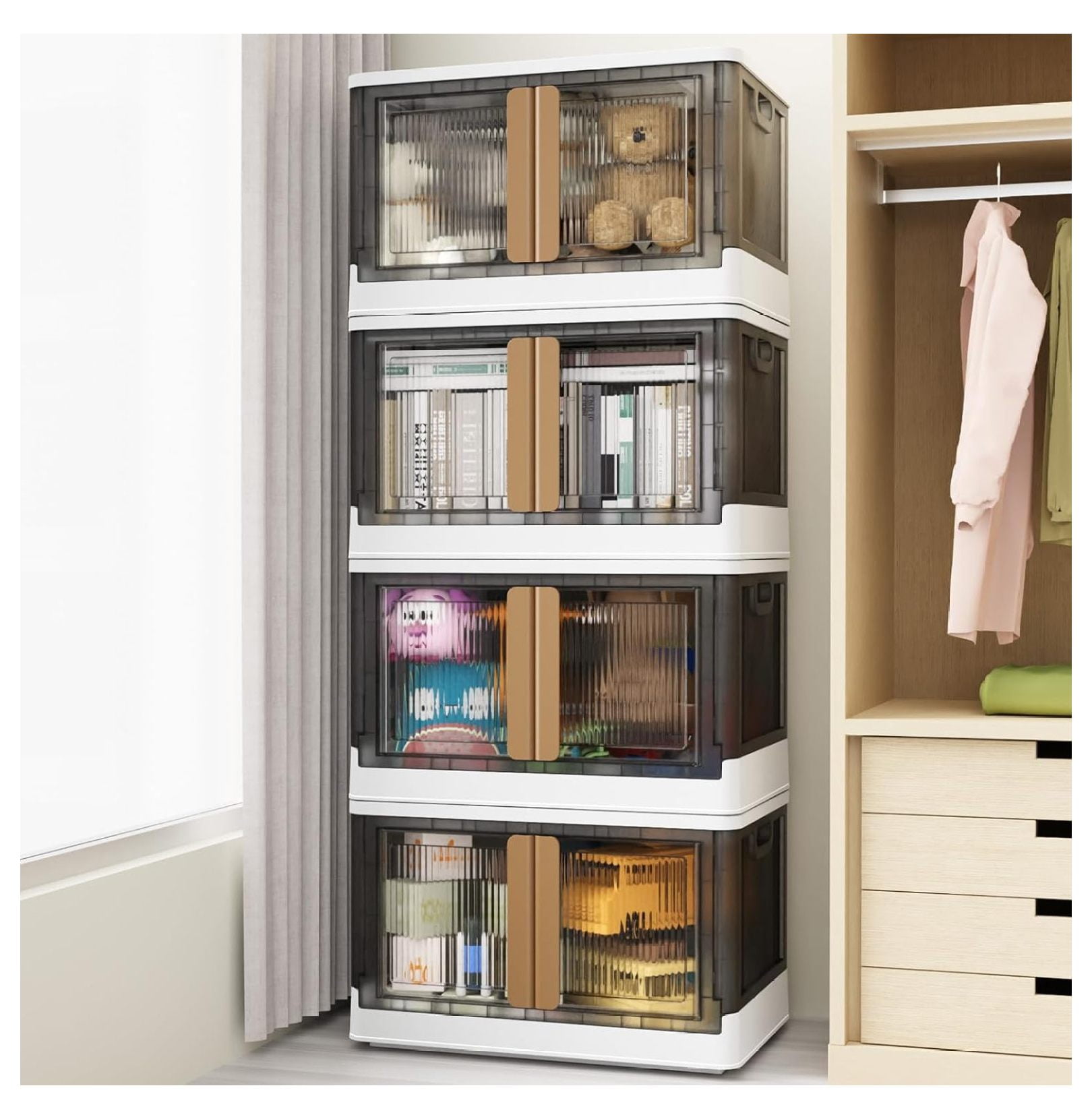 V6 Stackable Storage Bins with Lids, 19Gal Collapsible Plastic Storage ...