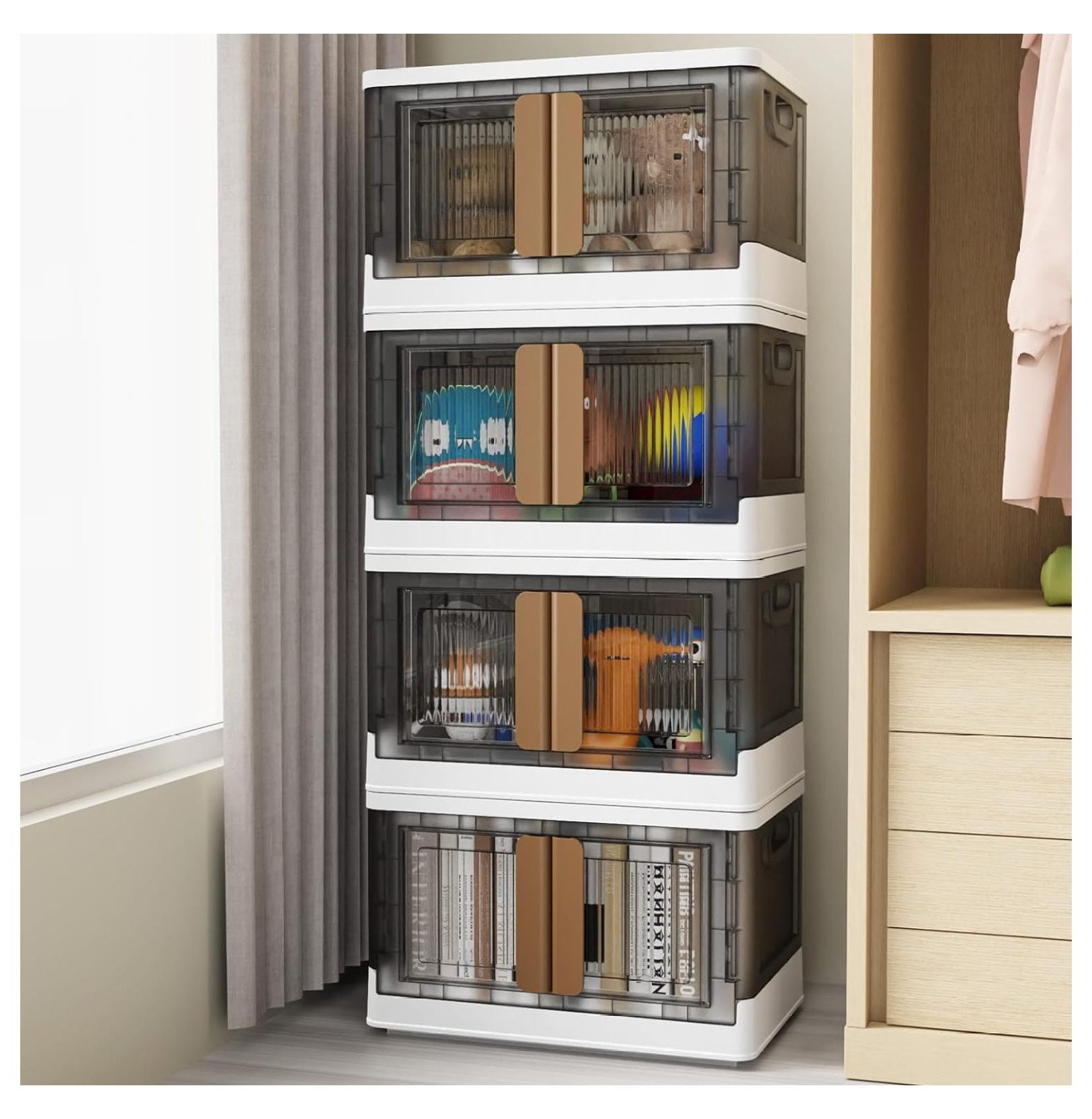 V6 Stackable Storage Bins with Lids, 8.4Gal Collapsible Plastic Storage ...