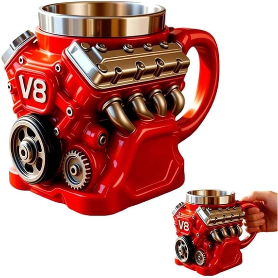 V6 V8 Engine Mug Set, Retro Stainless Steel Coffee Cup, Gift for Car ...