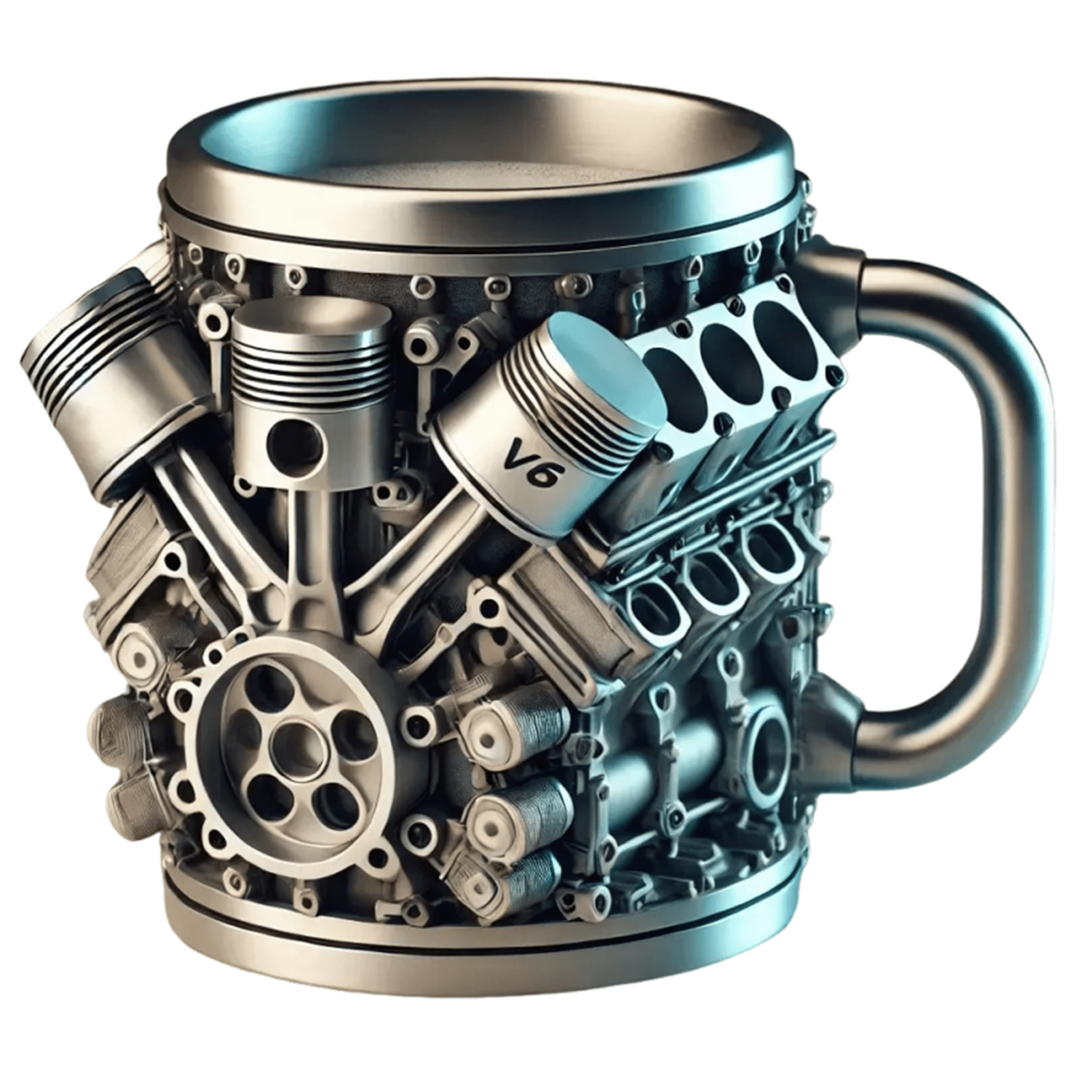 V6 V8 Engines Stainless Steel Cup, V6 & V8 Engine Coffee Mug, Creative Car Engine Coffee Cup ...